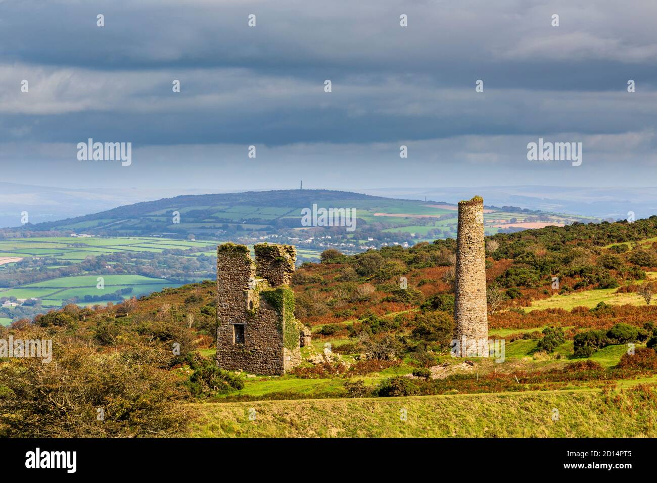 The disused engine house and railway of a Cornish Copper mine on ...