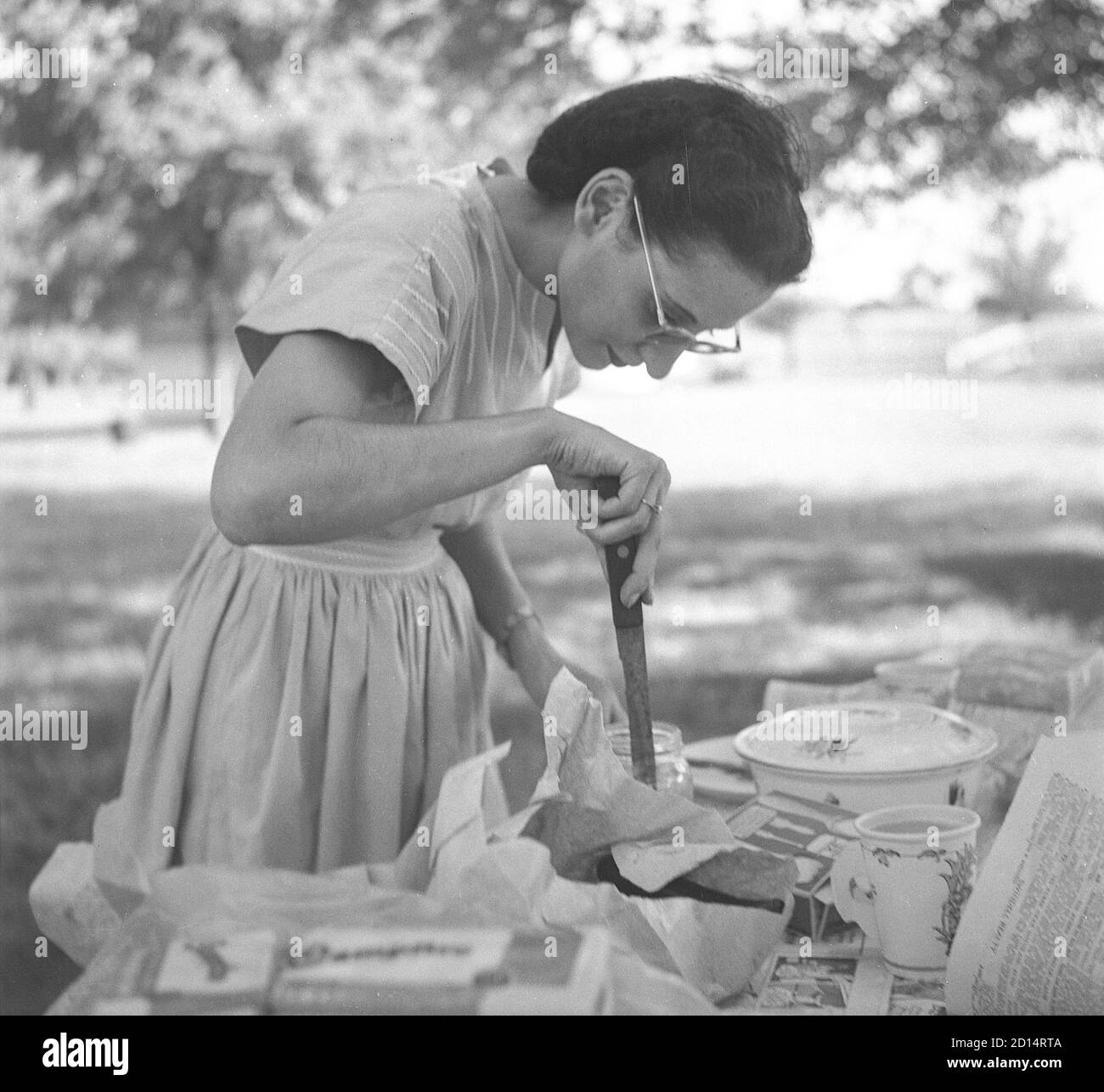 Woman retro glasses Black and White Stock Photos & Images - Alamy