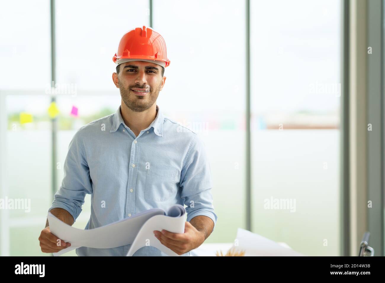 Engineering. worker with helmet Stock Photo - Alamy