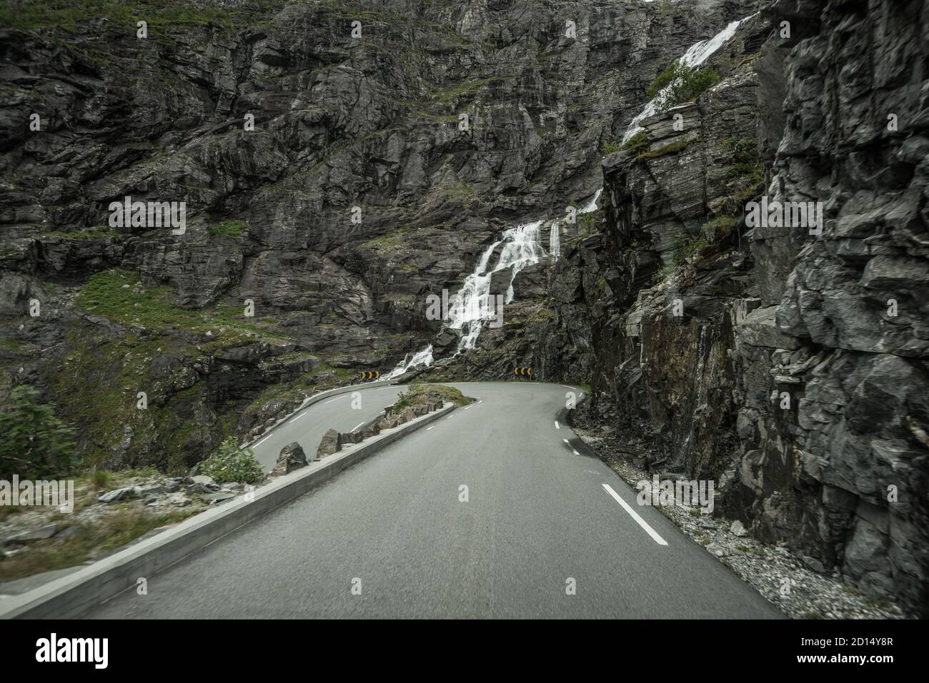 Trollstigen Scenic Road with Stigfossen Waterfalls. Norwegian Top ...
