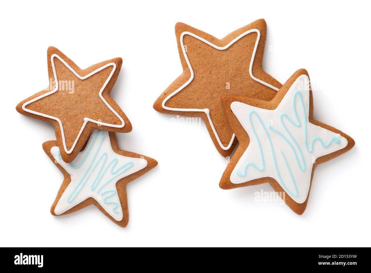 Gingerbread stars isolated on white background. View from above Stock ...