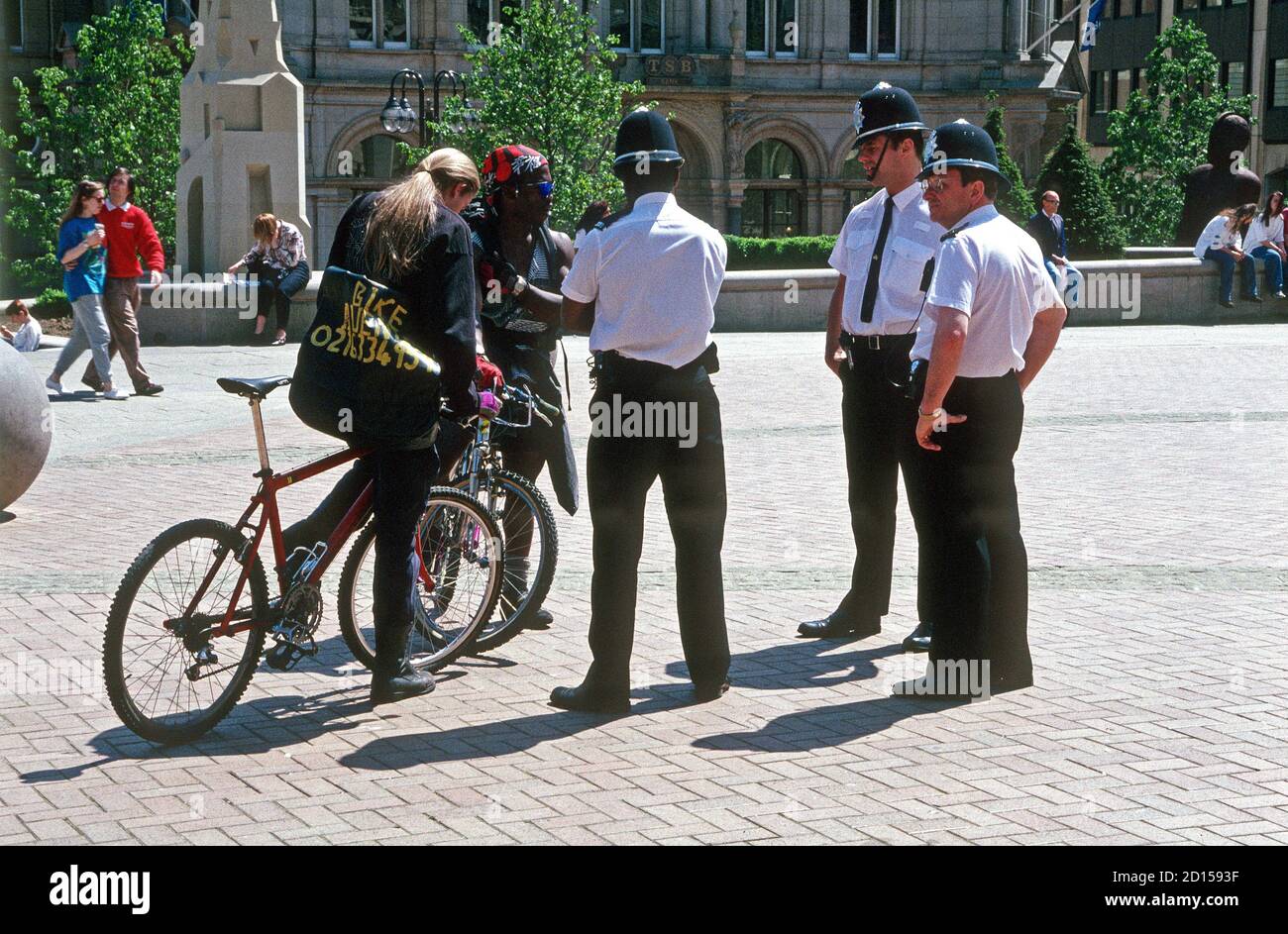 Three policemen in Victoria Square Birmingham show interest in touring ...
