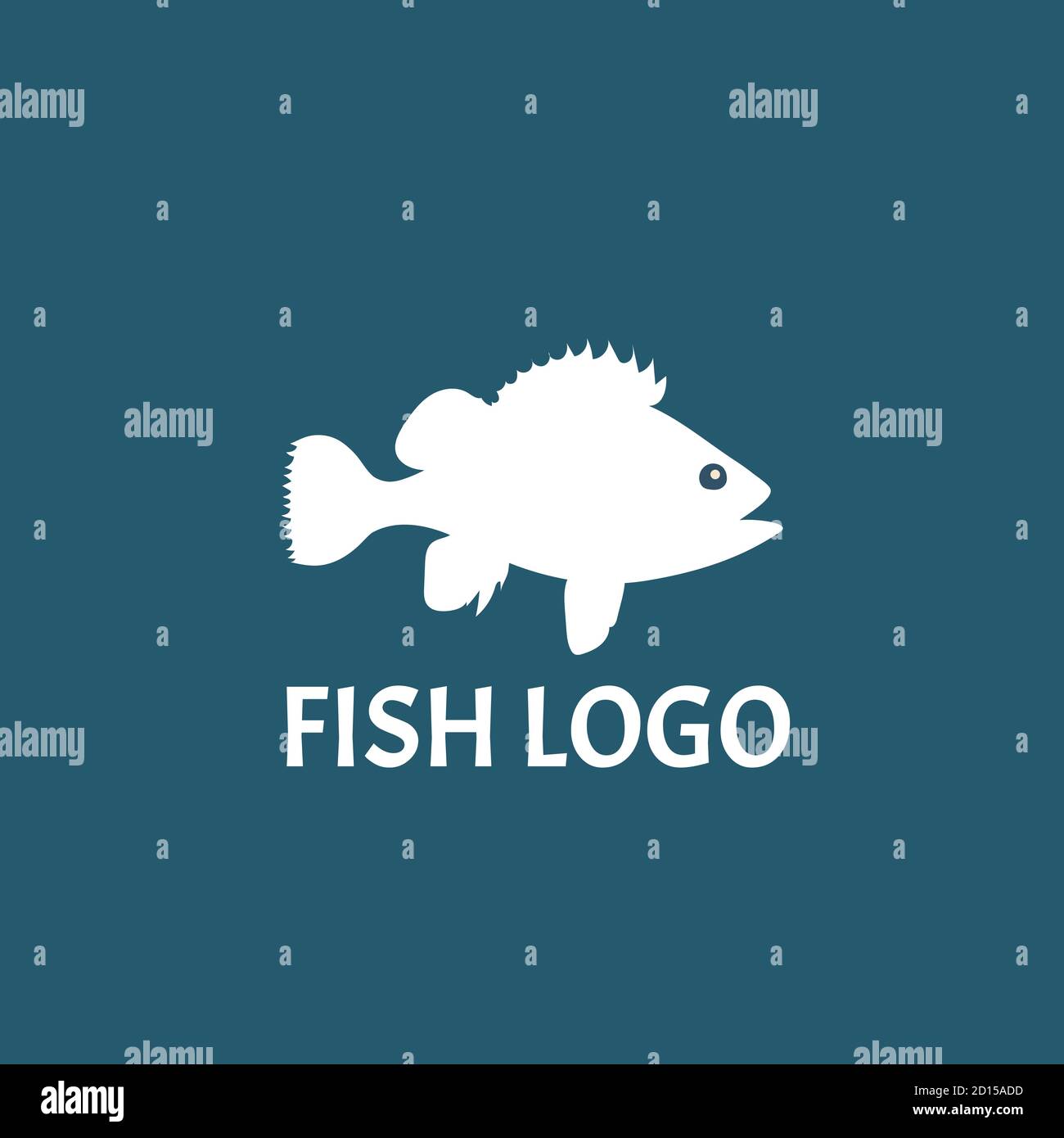 Fish logo template. White fish icon on a blue background. Vector EPS10 ...