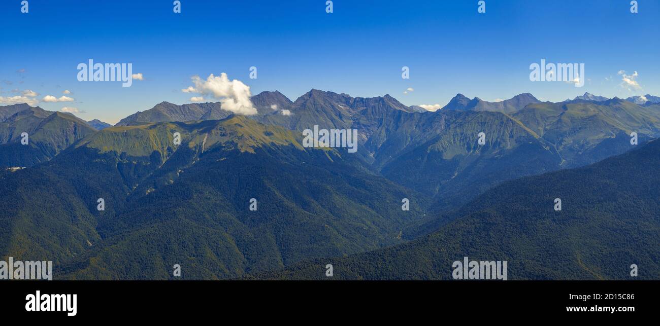 Beautiful mountain landscape. High-mountain massif, clouds over ...