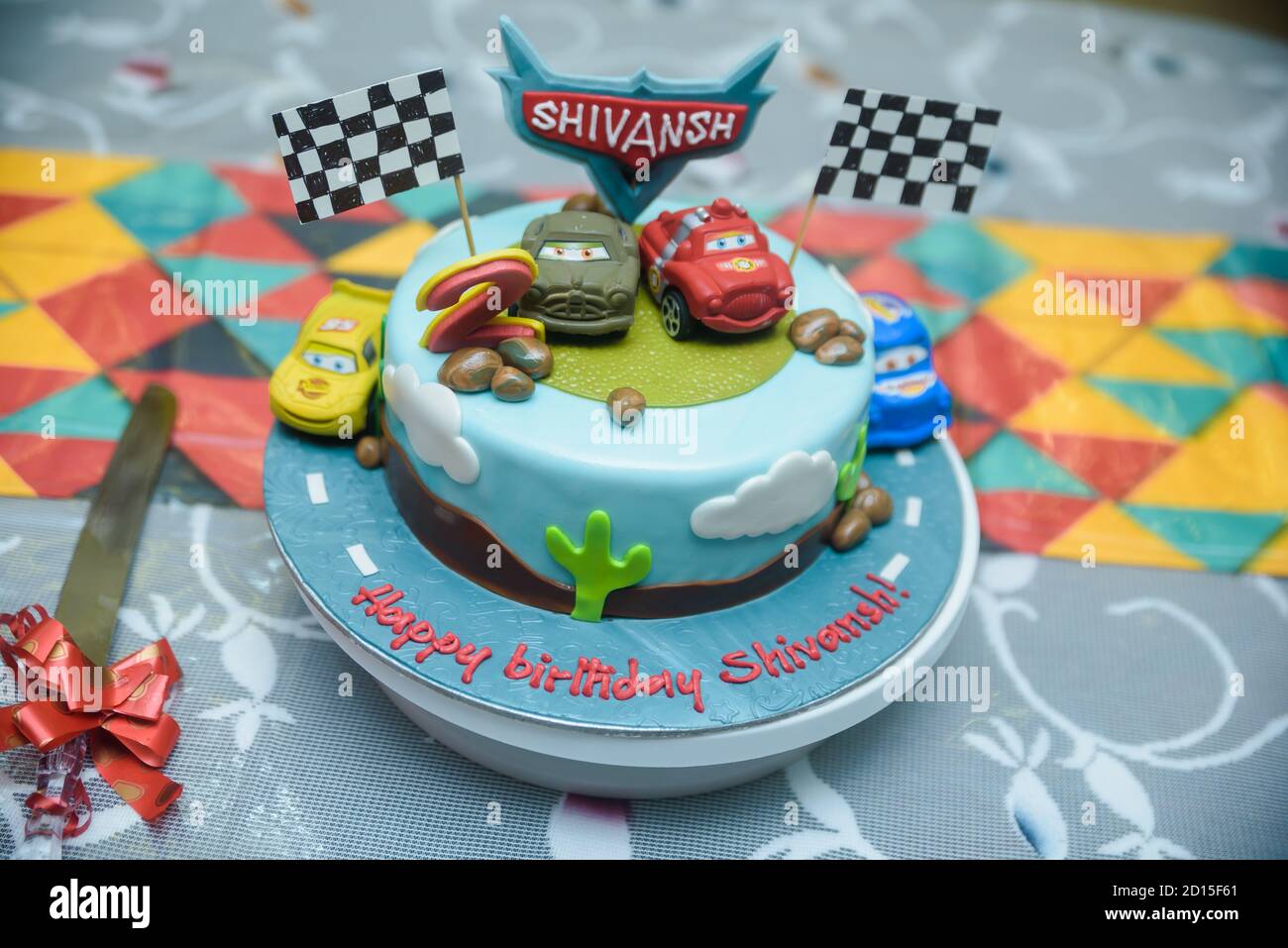 Candy bar on boy's birthday party with a lot of different candies ...