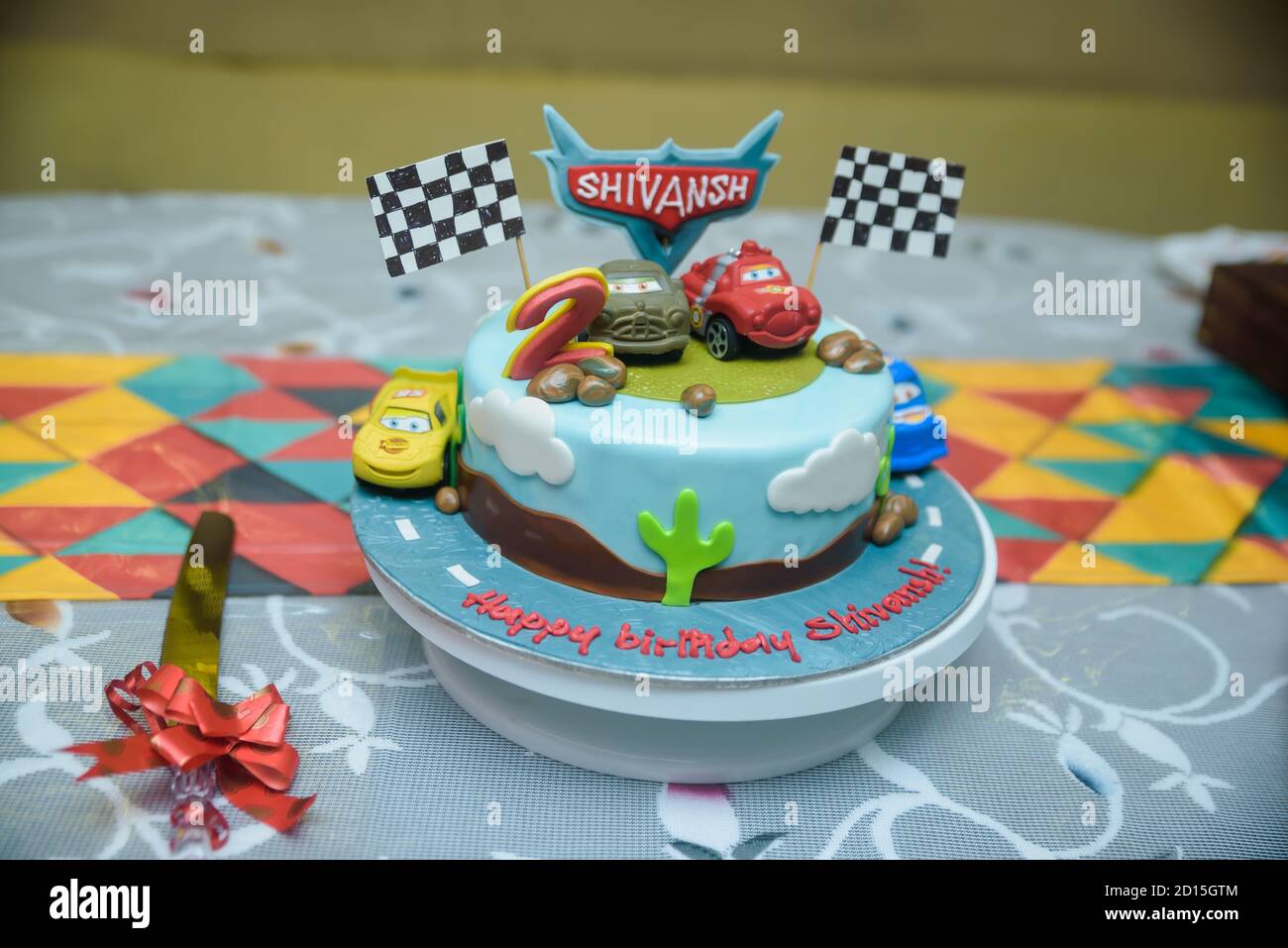 Candy bar on boy's birthday party with a lot of different candies ...