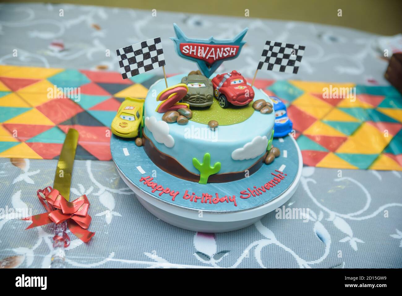 Candy bar on boy's birthday party with a lot of different candies ...