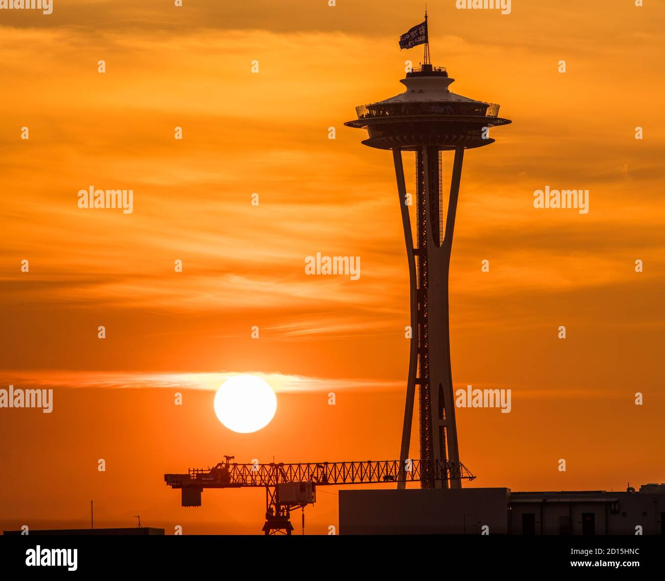 The Iconic Space Needle in Seattle, Washington, at sunset, with ...