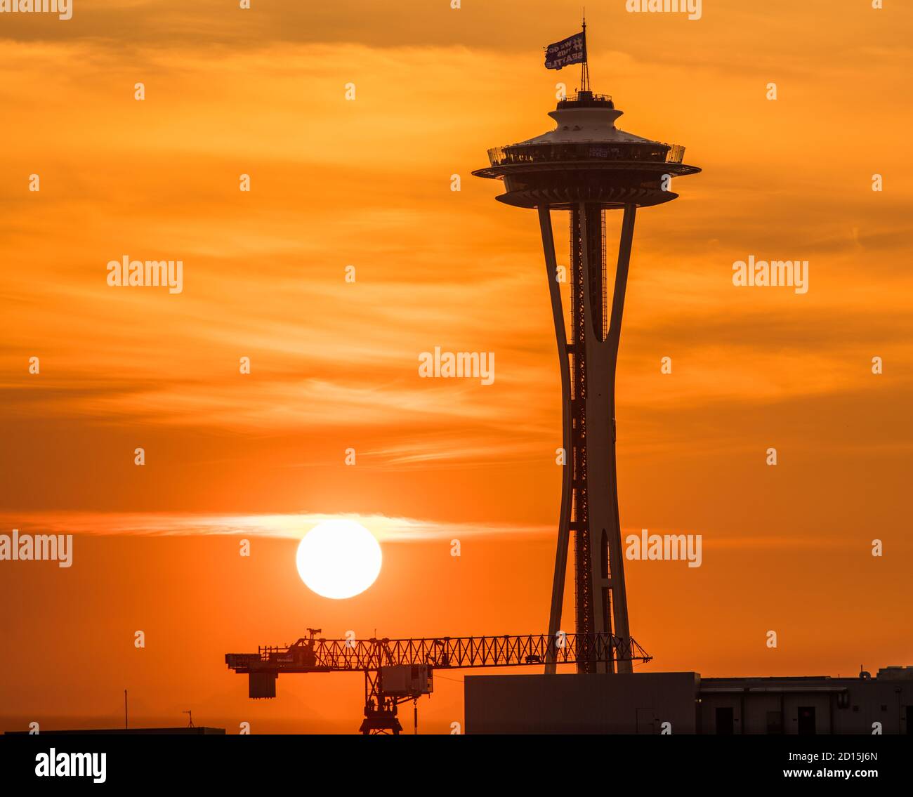 The Iconic Space Needle in Seattle, Washington, at sunset, with ...