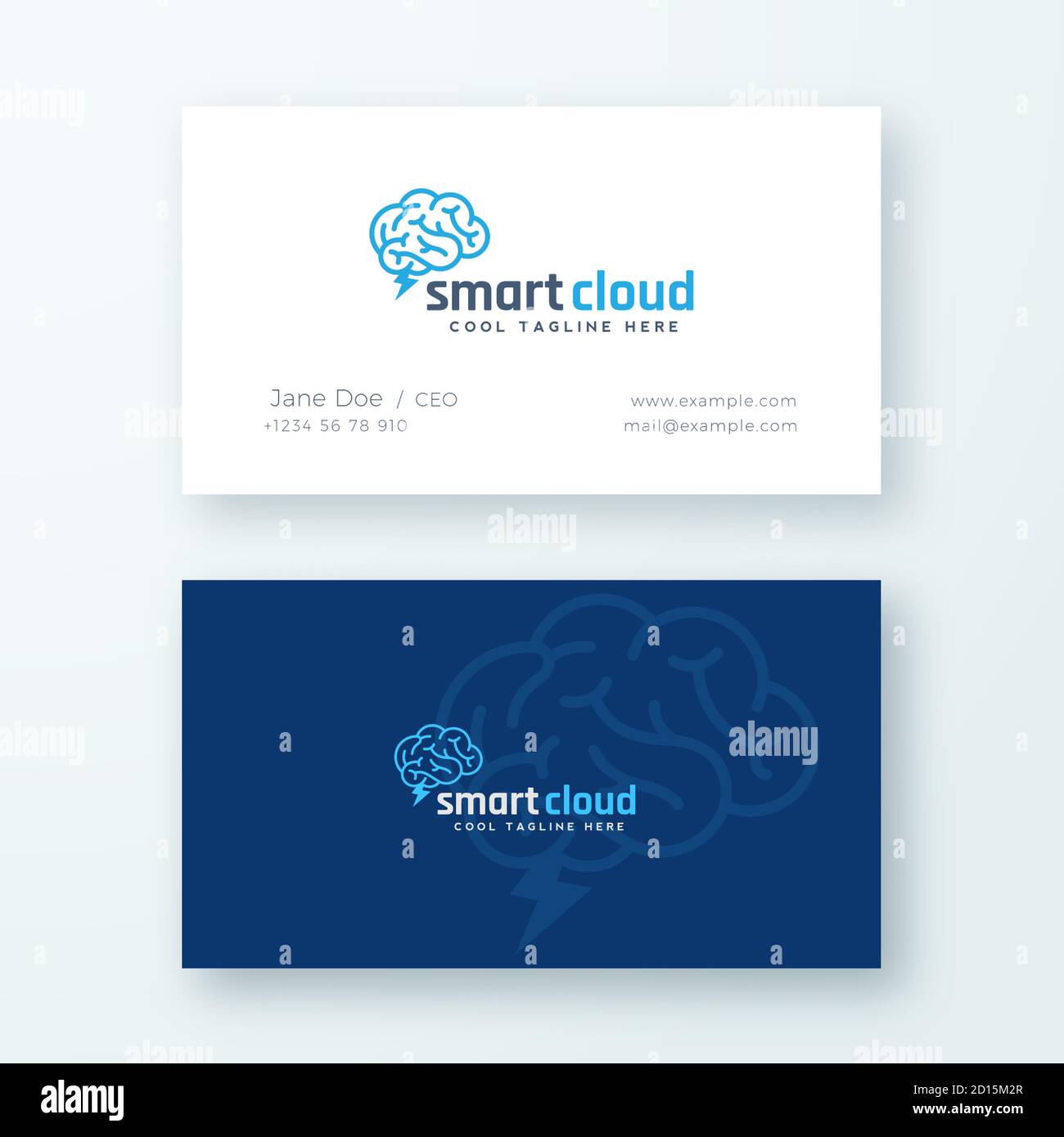Smart Cloud Abstract Vector Logo and Business Card Template. Brain ...