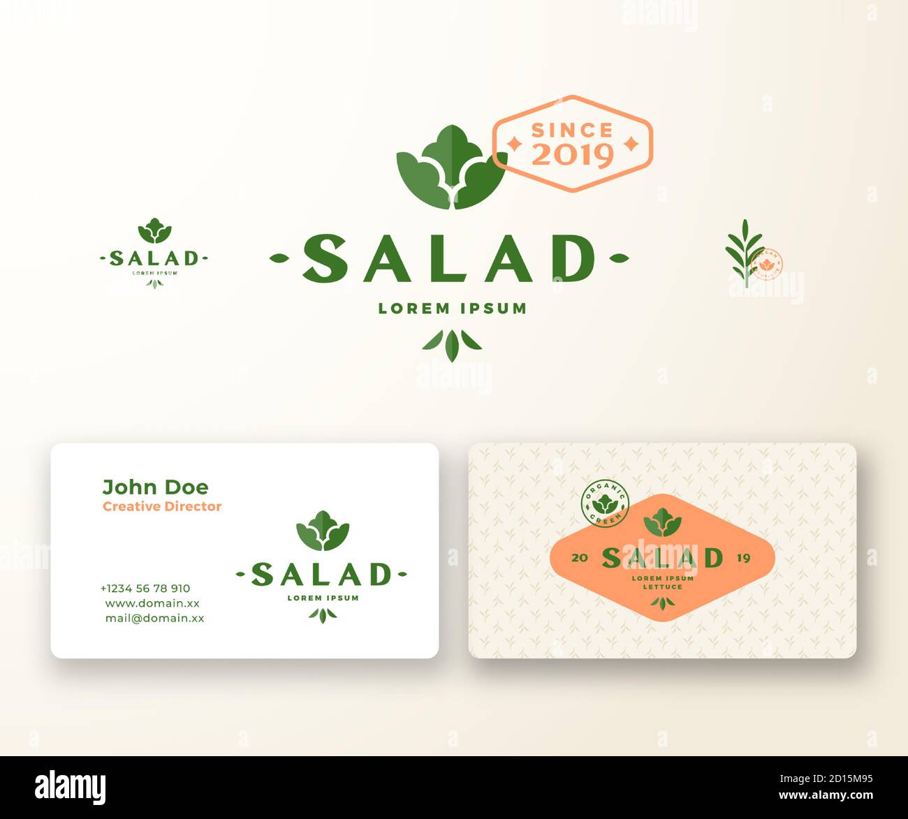 Salad Boutique Abstract Vector Logo and Business Card Template. Lettuce ...