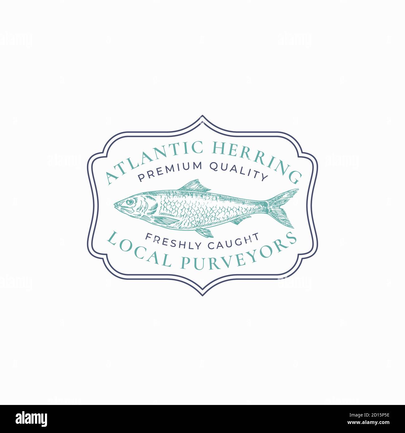 Fish Vintage Frame Badge or Logo Template. Hand Drawn Wild Atlantic ...