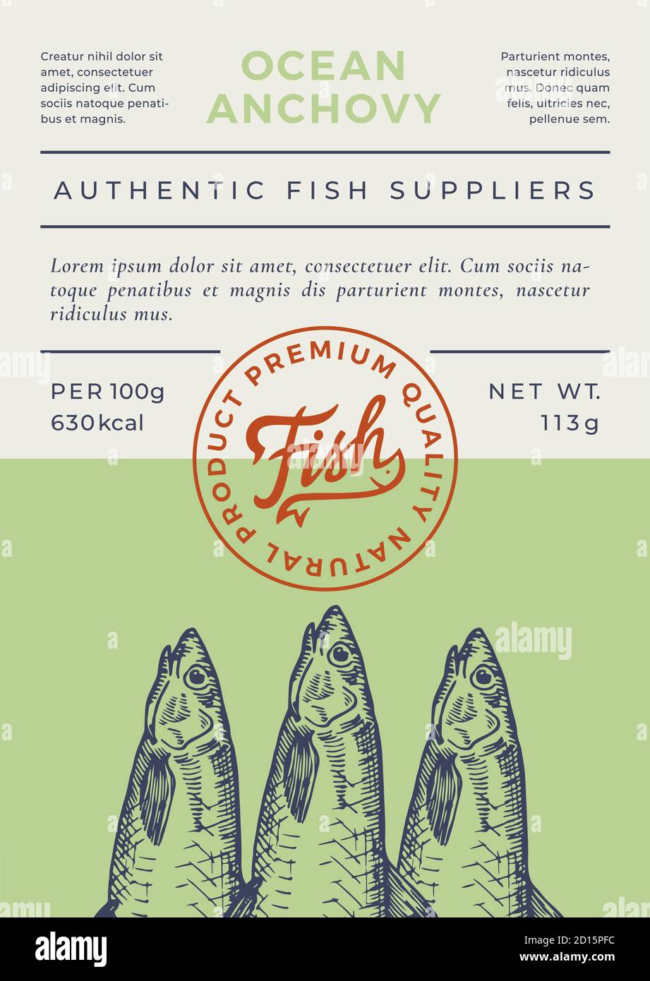 Ocean Fish Abstract Vector Packaging Design or Label. Modern Typography ...