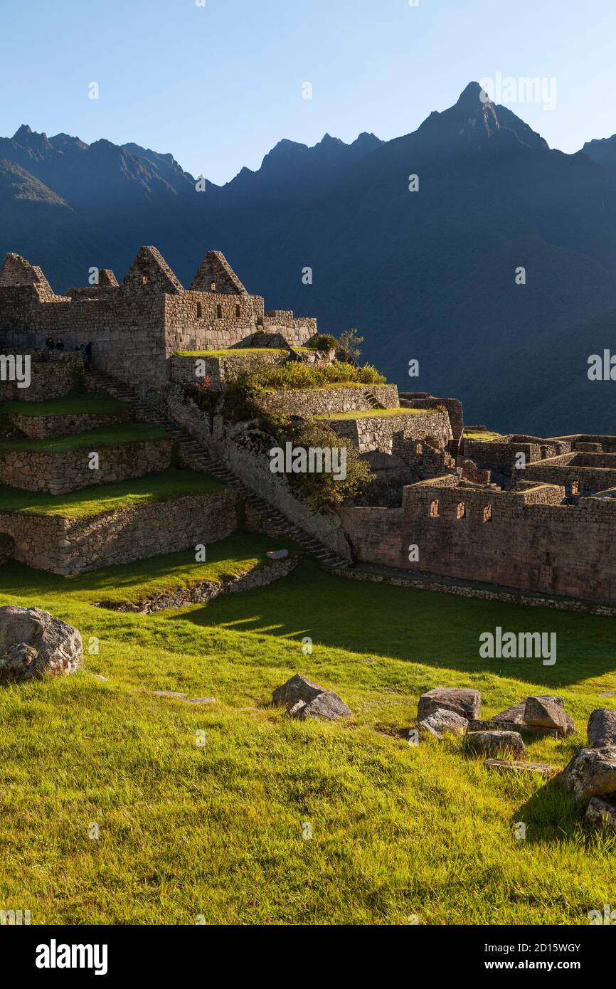 Machu Picchu, Peru - April 6, 2014: Detail view of a section of the ...