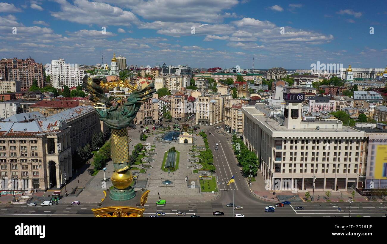 30.05.2020 Kiev Ukraine. Aerial photo of Maidan Nezalezhnosti Stock ...
