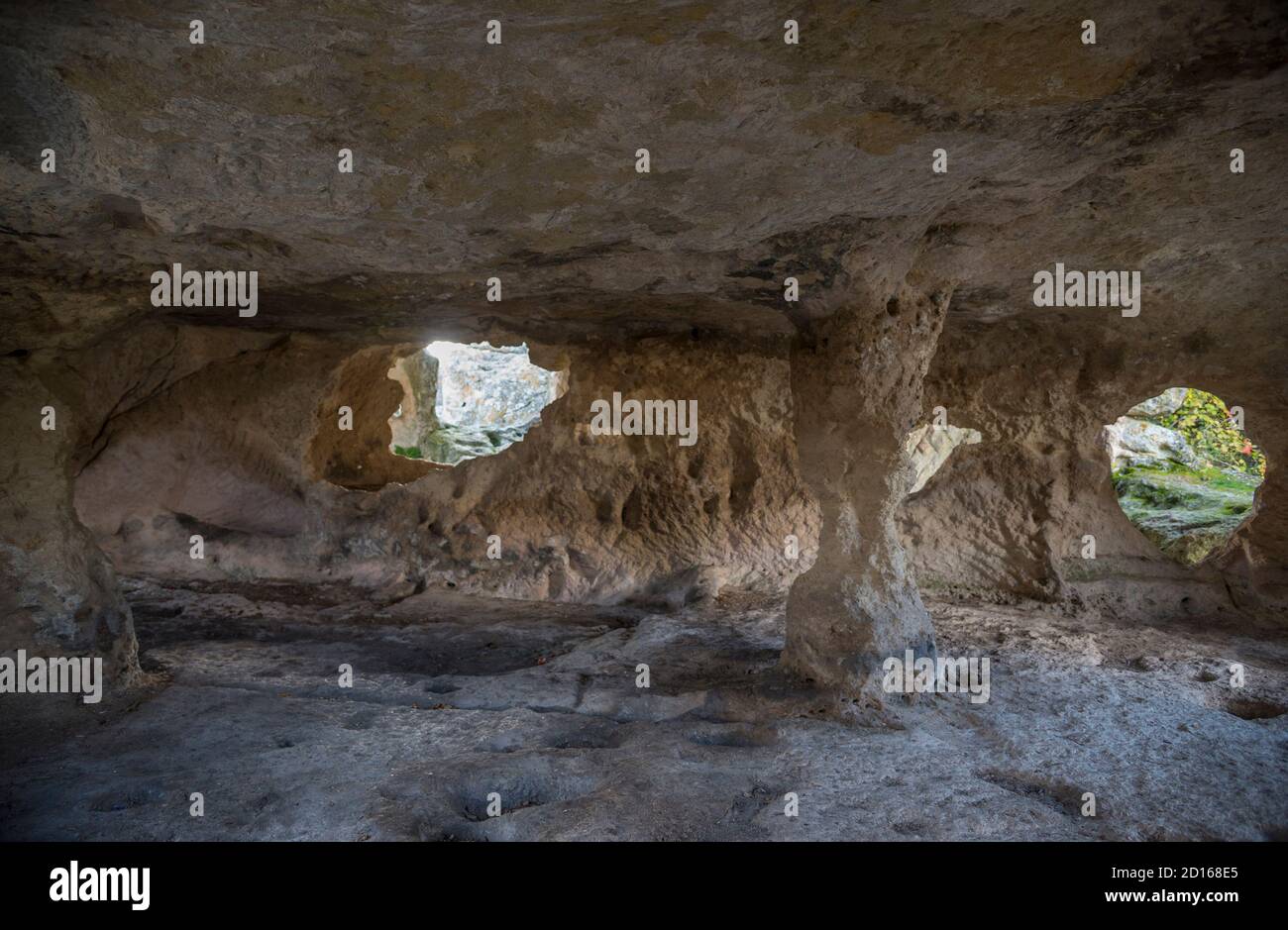 Caves of the ancient city of Eski-Kermen. Crimea Stock Photo - Alamy