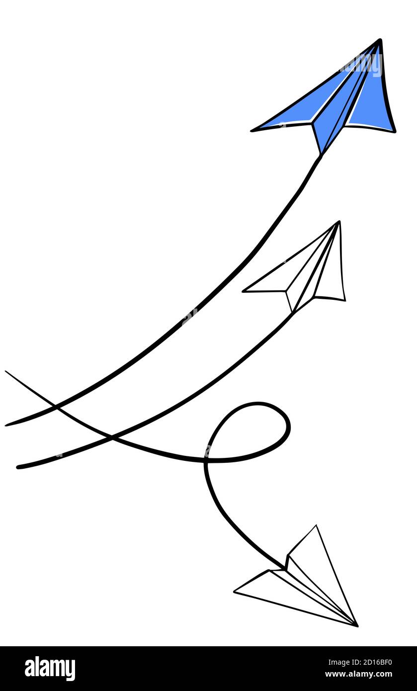 Winning competition. paper airplane sketch vector illustration Doodle ...