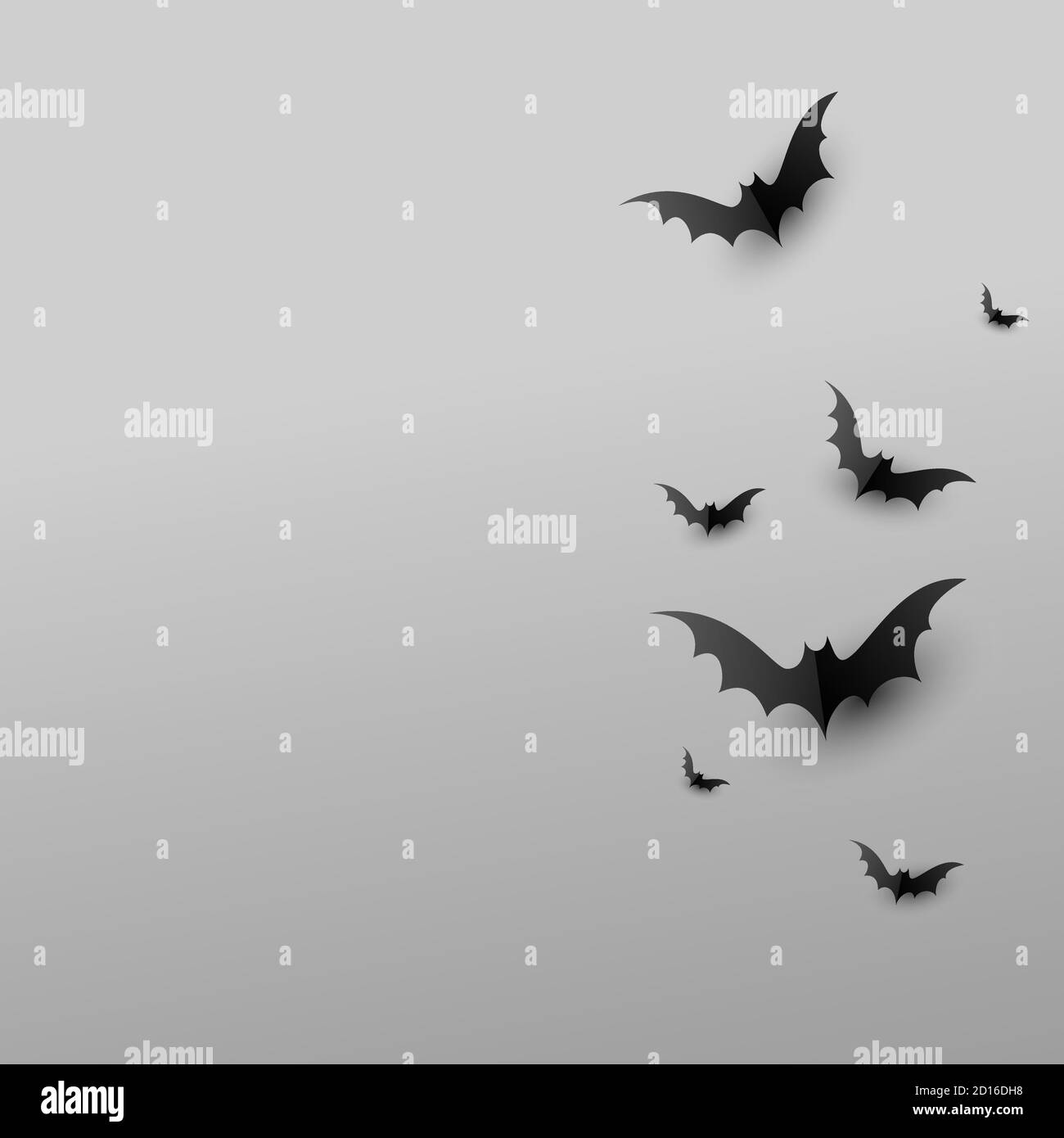 Minimal creative background with paper scary black bats on gray ...