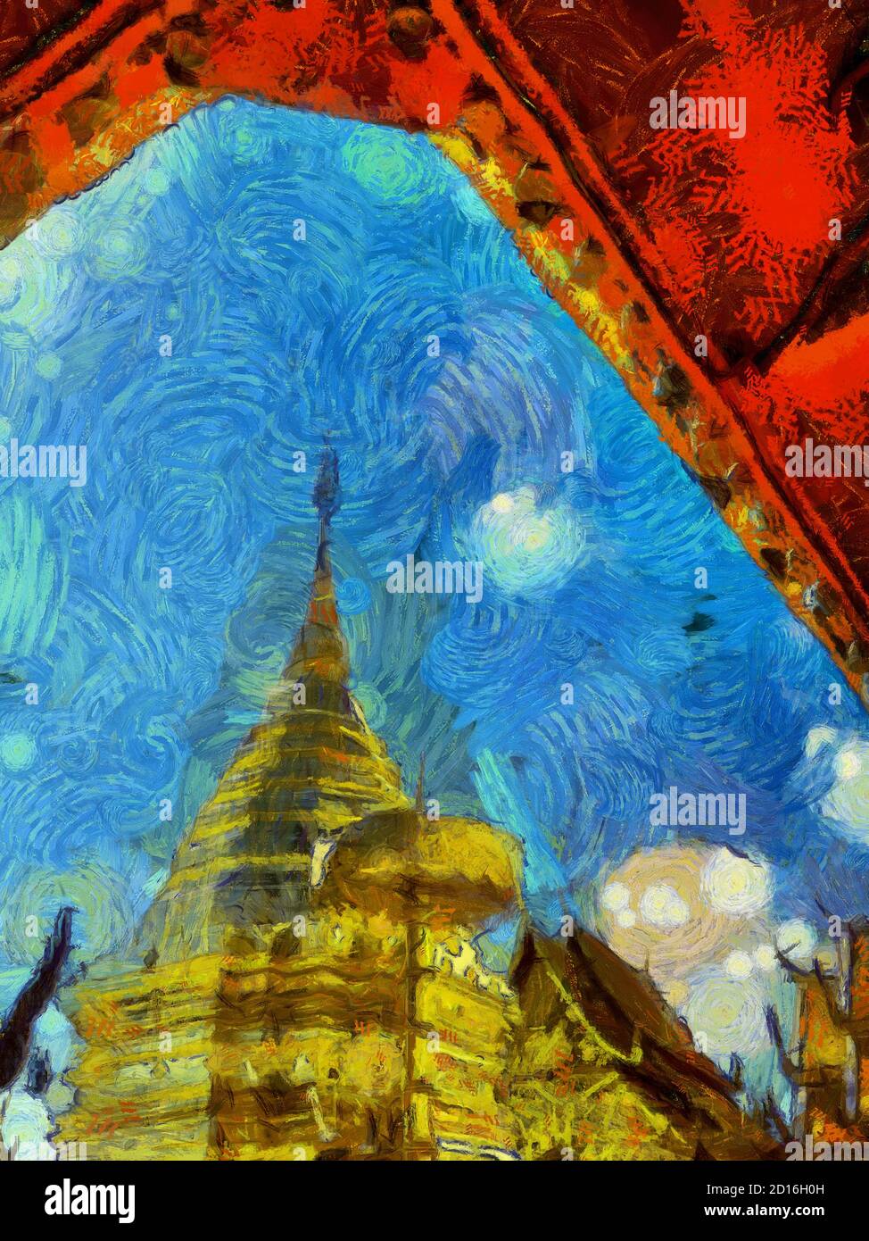 Wat Phra That Doi Suthep temple Illustrations creates ant style ...
