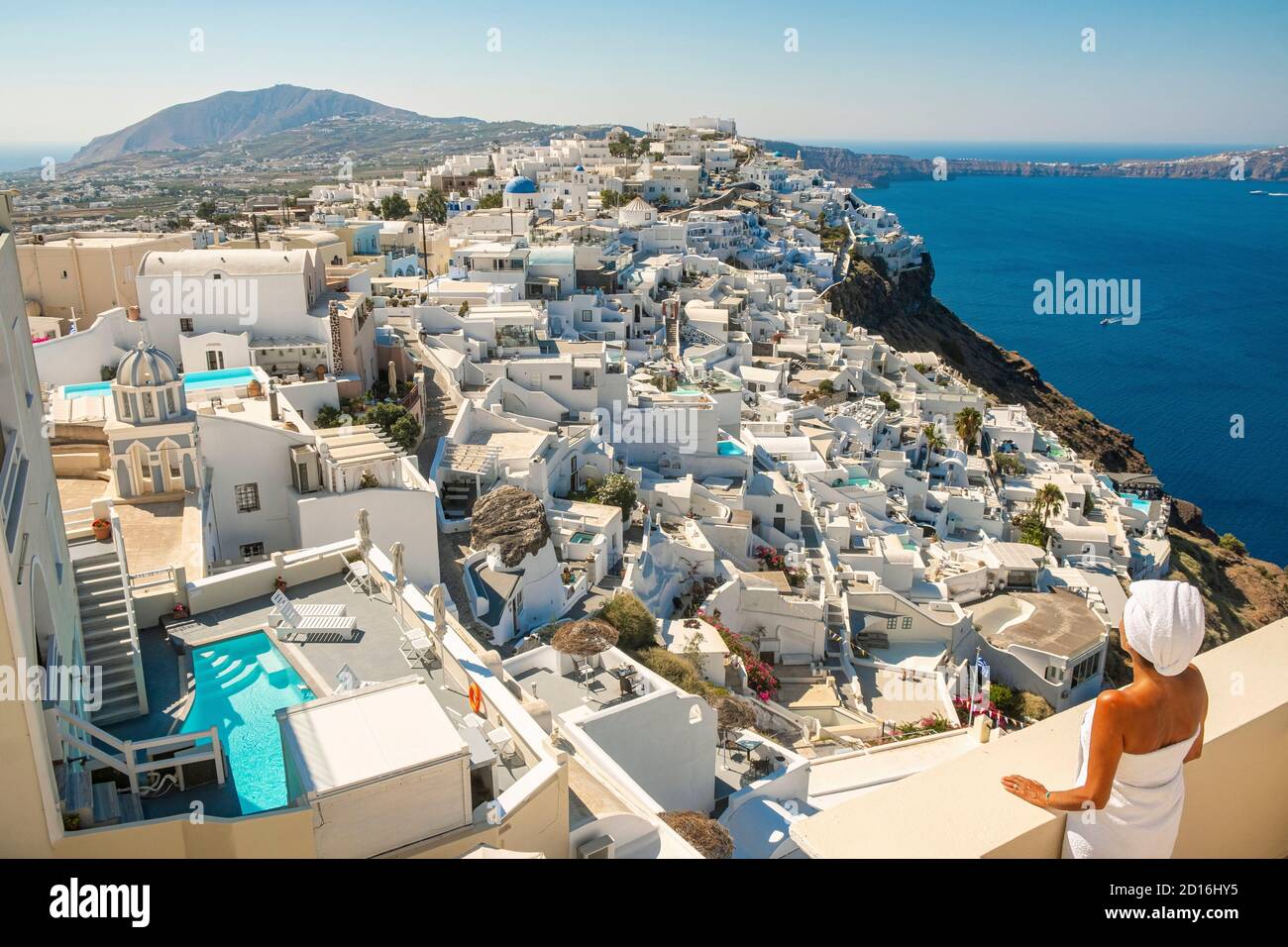 Greece, Cyclades, Santorini Island (Thera or Thira), the town of Fira ...
