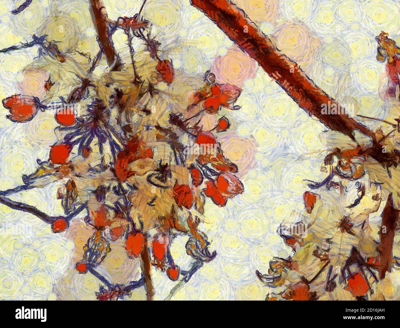 White and pink flower bushes on the tree Illustrations creates ant ...