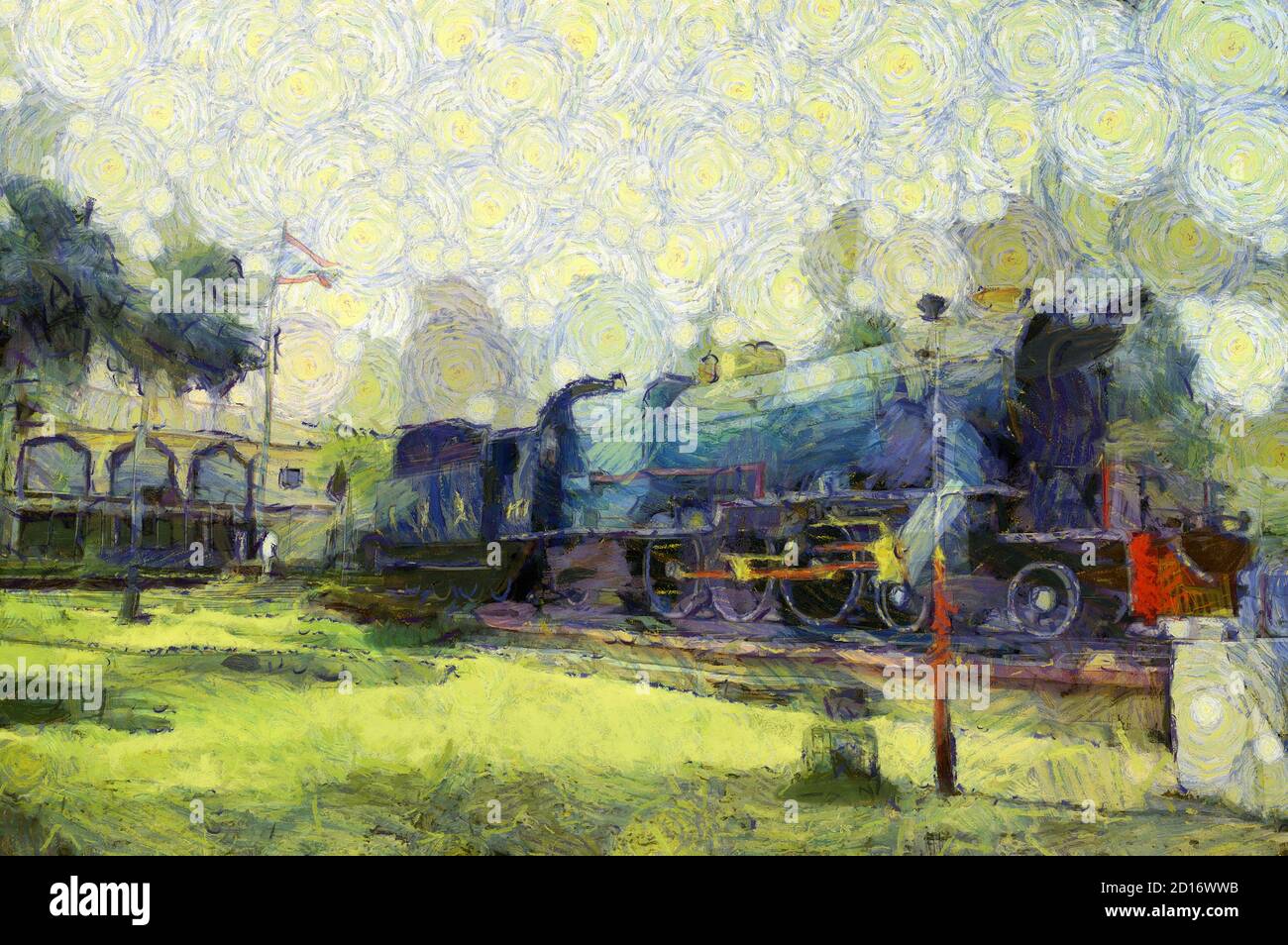 Steam Train At The Train Station Illustrations Creates Ant Style
