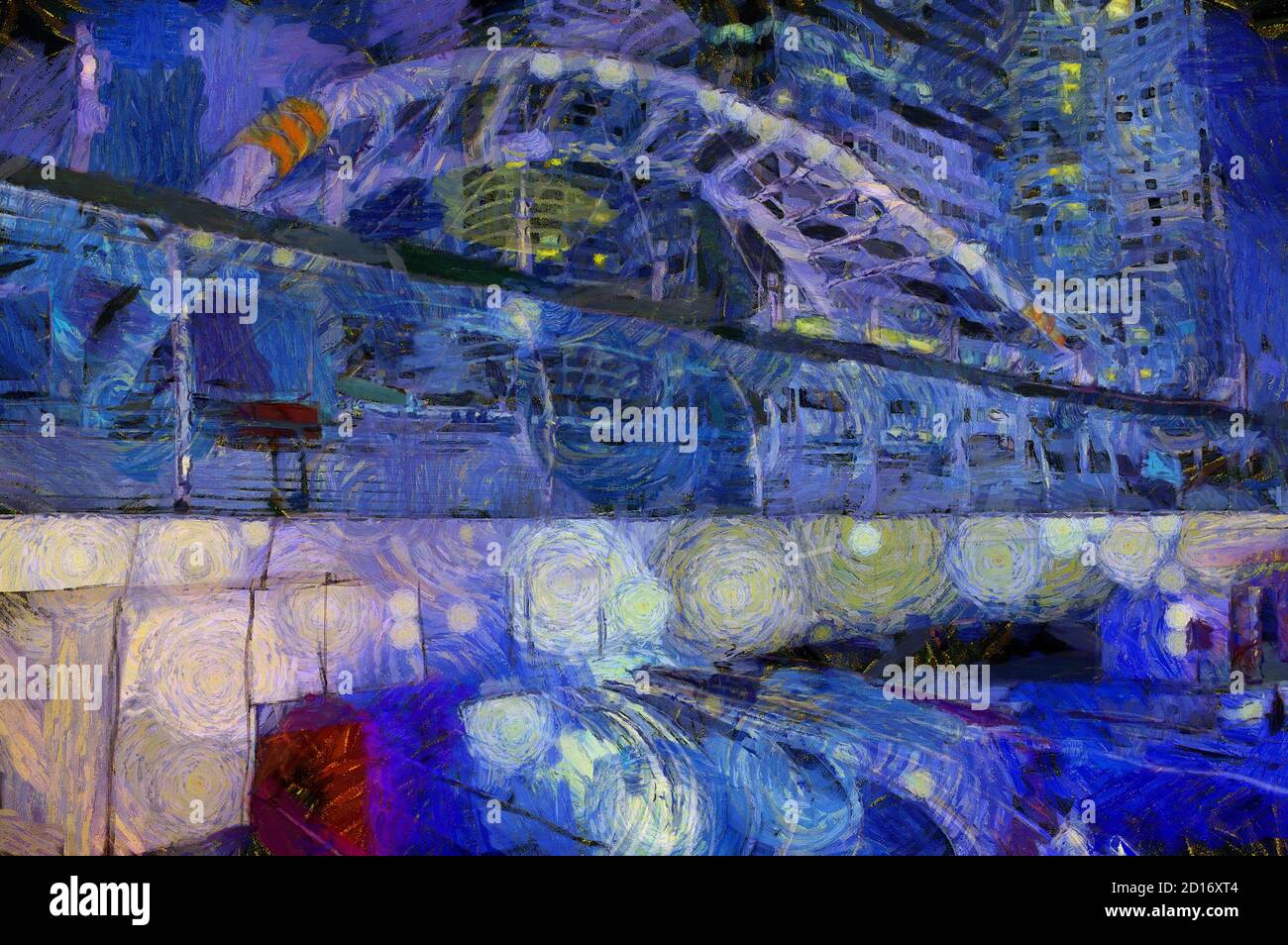 Bangkok city landscape at night Illustrations creates ant style ...