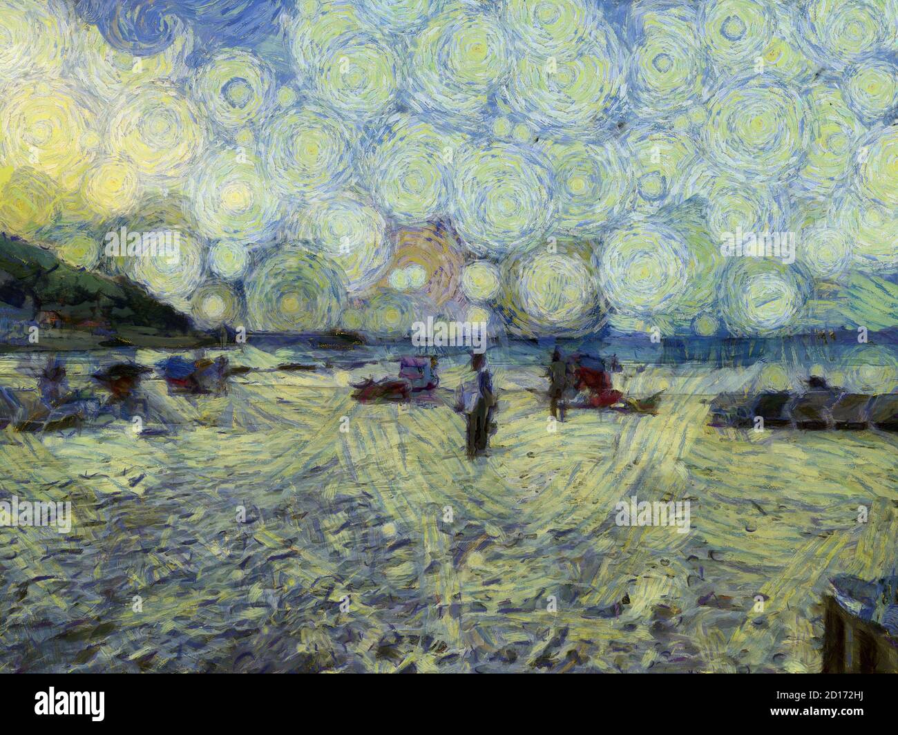 Sea and beach landscape Illustrations creates ant style impressionis of ...