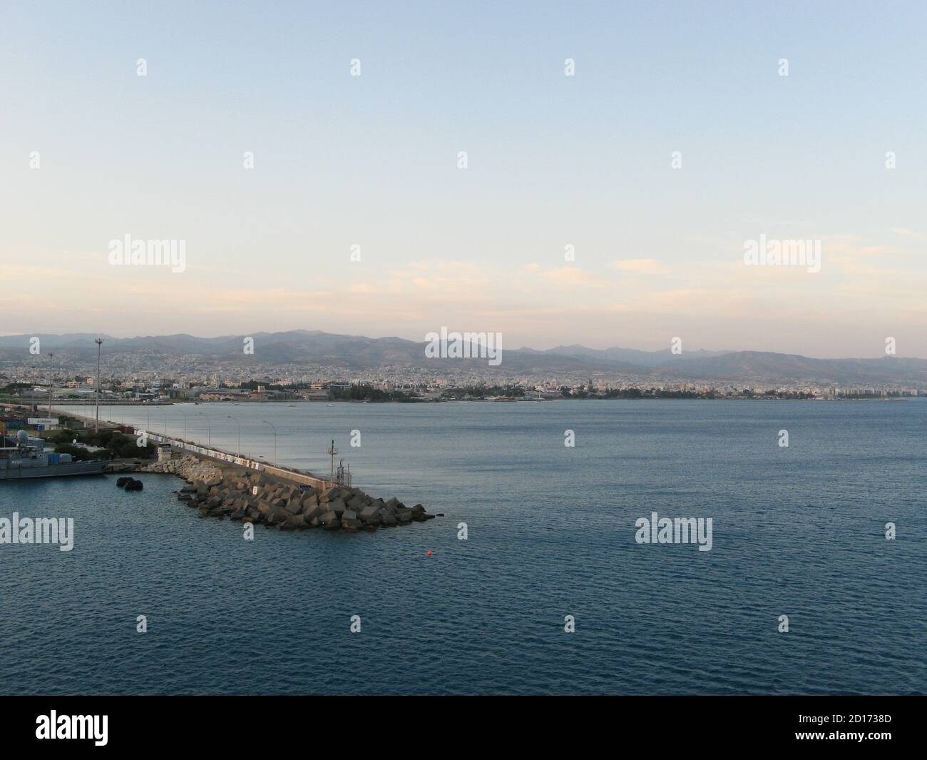 Coastal view of Limassol in Cyprus showing Bay and Harbour Stock Photo ...
