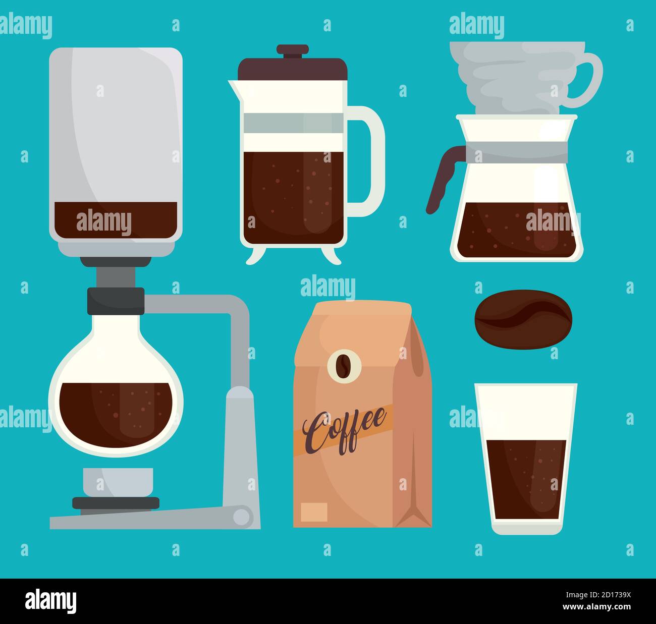Set Icons Of Coffee Brewing Methods Stock Vector Image And Art Alamy