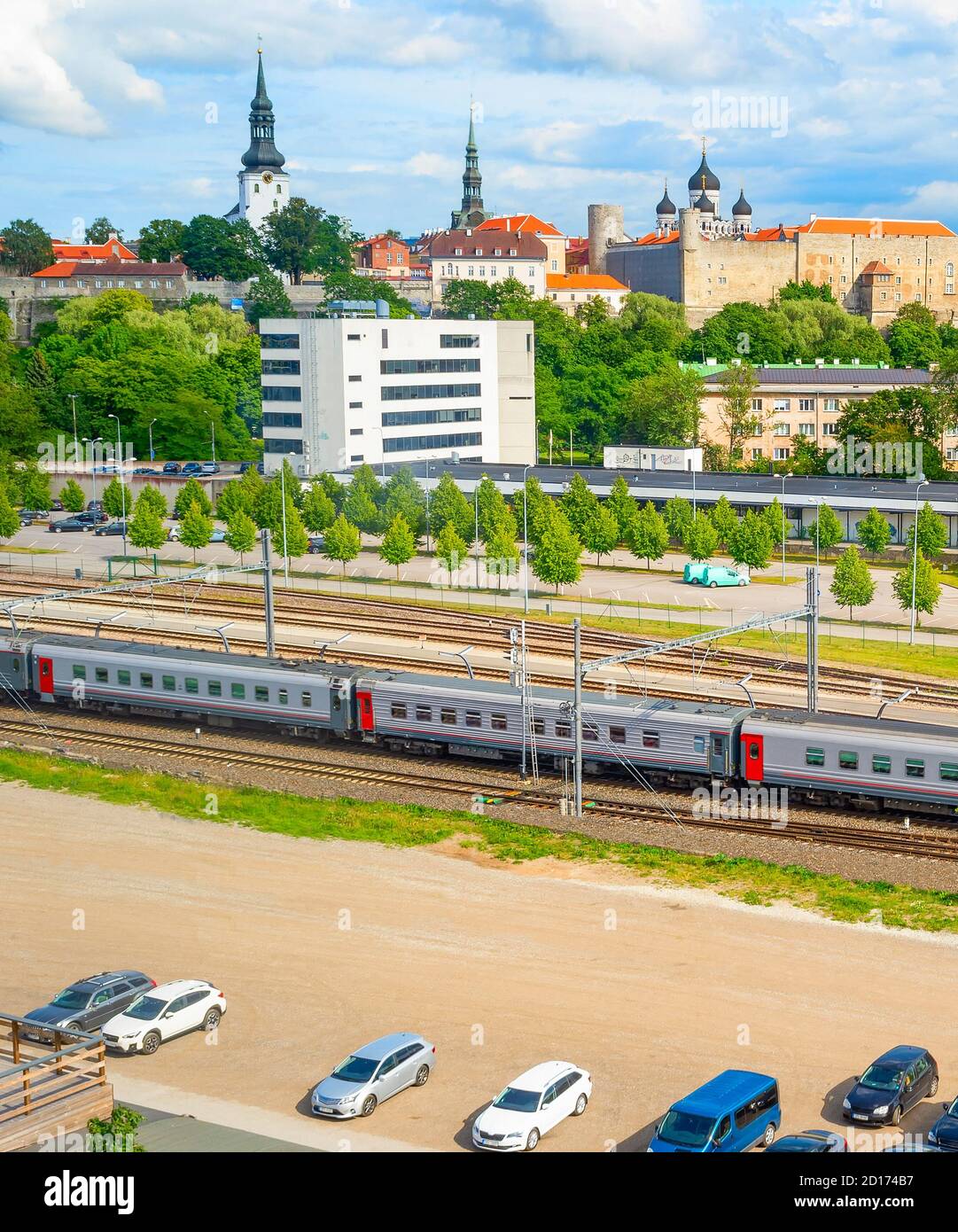 Aerail view from Fotografiska Tallinn, old town, urban skyline with ...