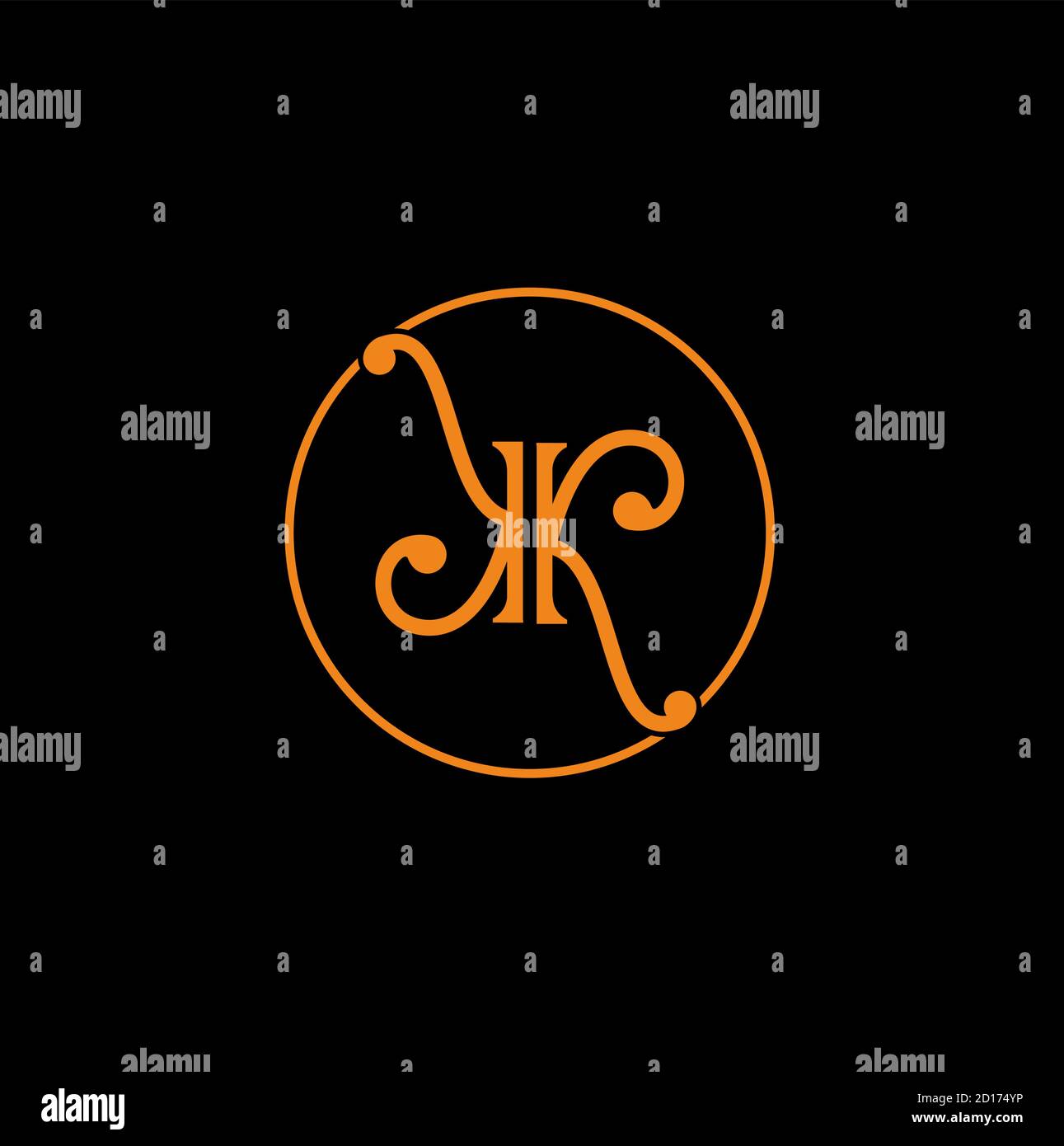 KK with Circle monogram. KK logo with golden color Stock Vector Image ...
