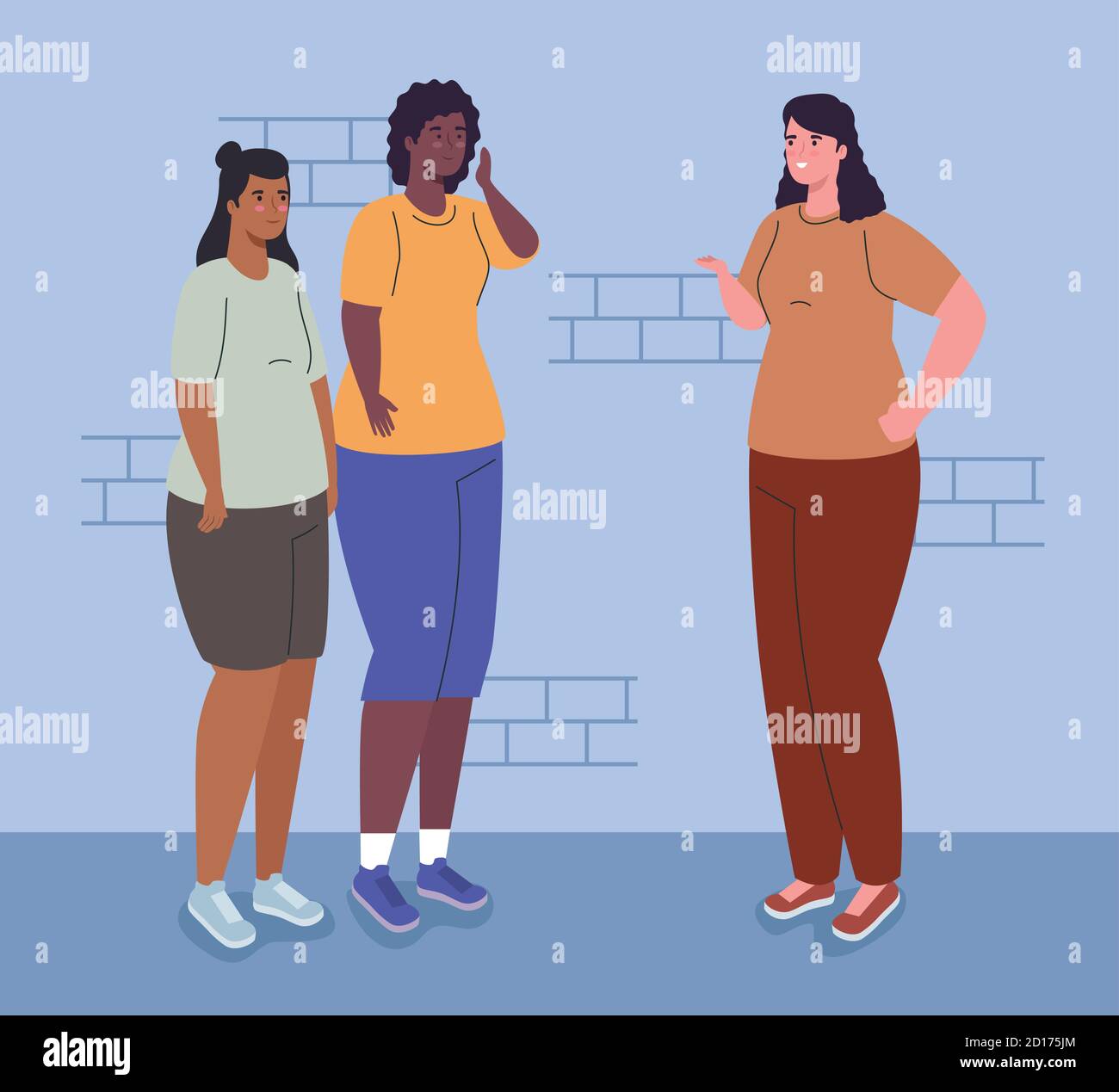 women cartoons in front of wall vector design Stock Vector Image & Art ...