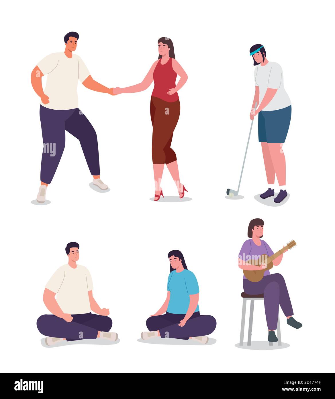 set of women and men doing activities vector design Stock Vector Image ...