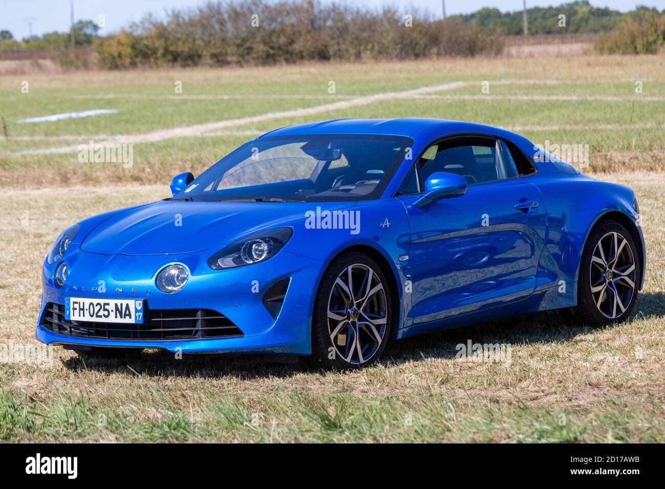 Benon, France - September 9, 2020:blue new Renault Alpine A110 car ...