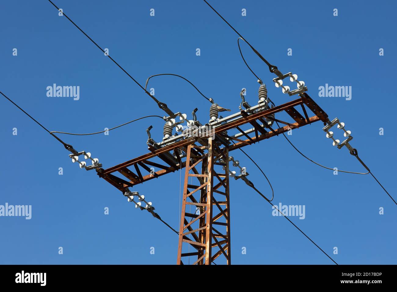 Electric line column Stock Photo - Alamy