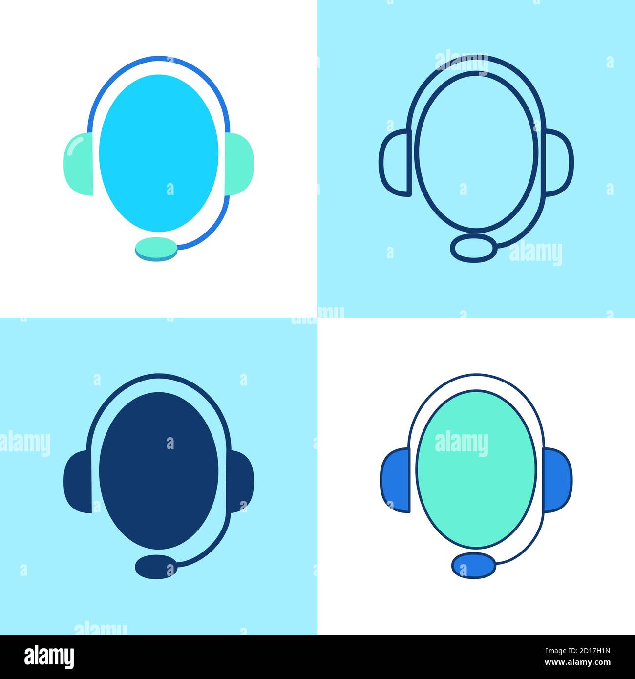 Customer support icon set in flat and line style Stock Vector Image ...