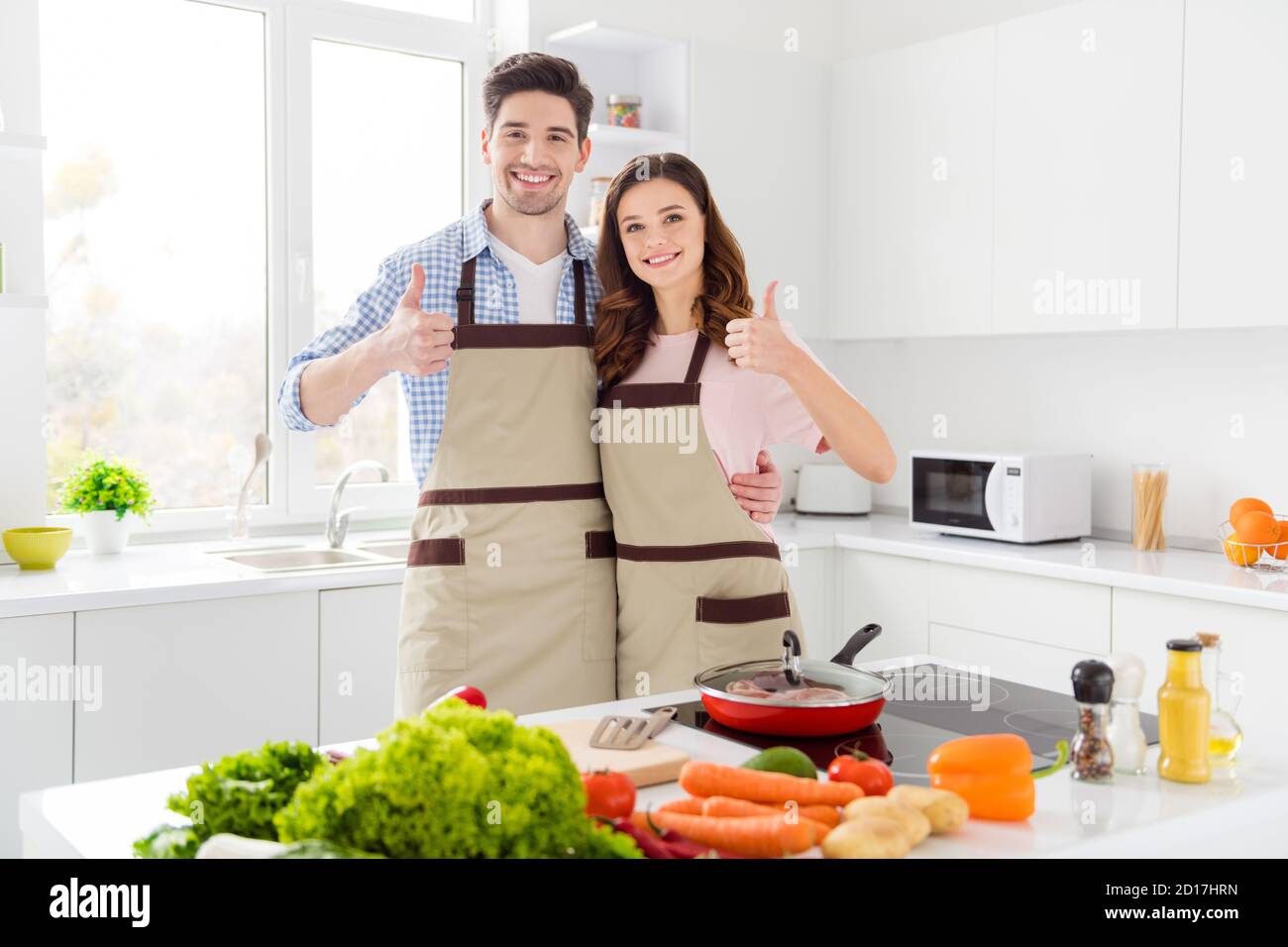 Two people romantic couple lovers chef gourmet man woman enjoy hobby ...