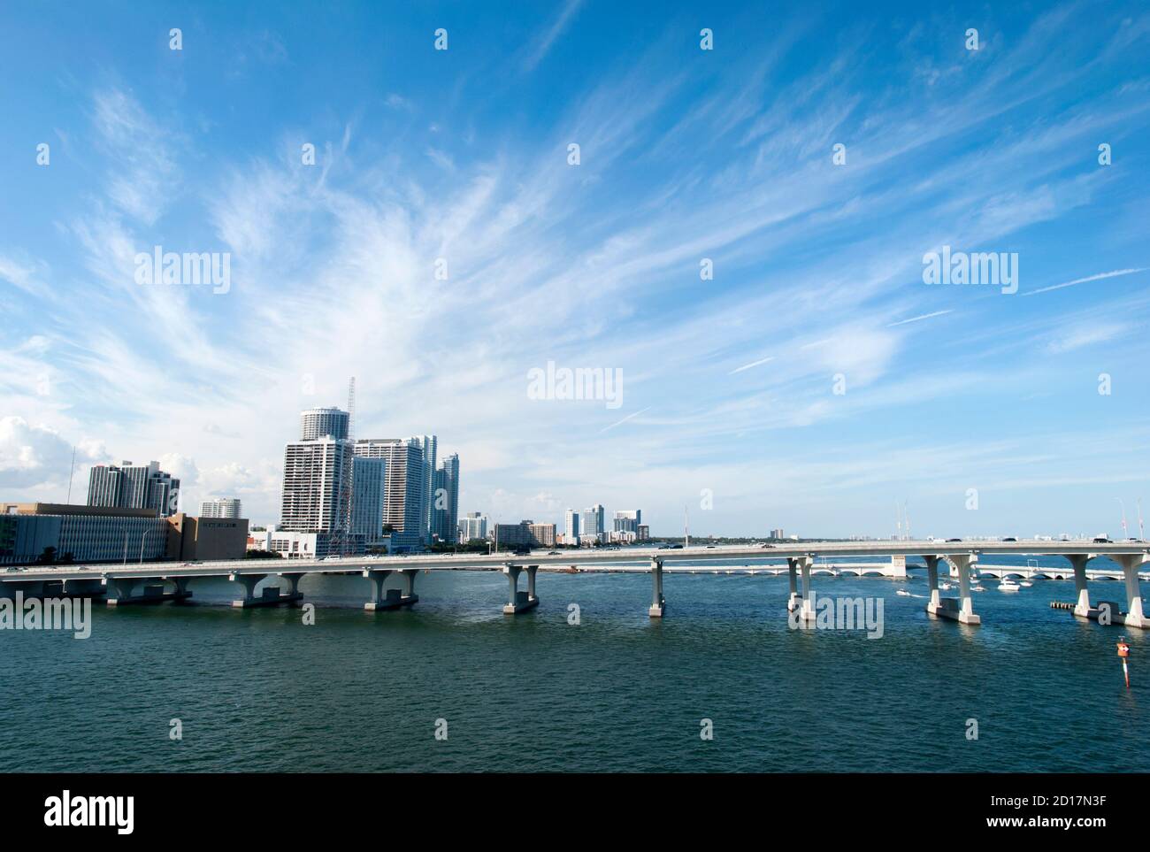 The picturesque blue sky with clouds over Miami downtown (Florida Stock ...