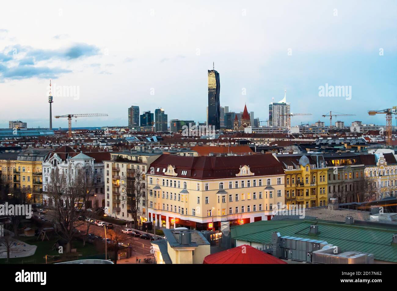 Scenic view of cityscape from ferris wheel cabin (Wiener Riesenrad ...