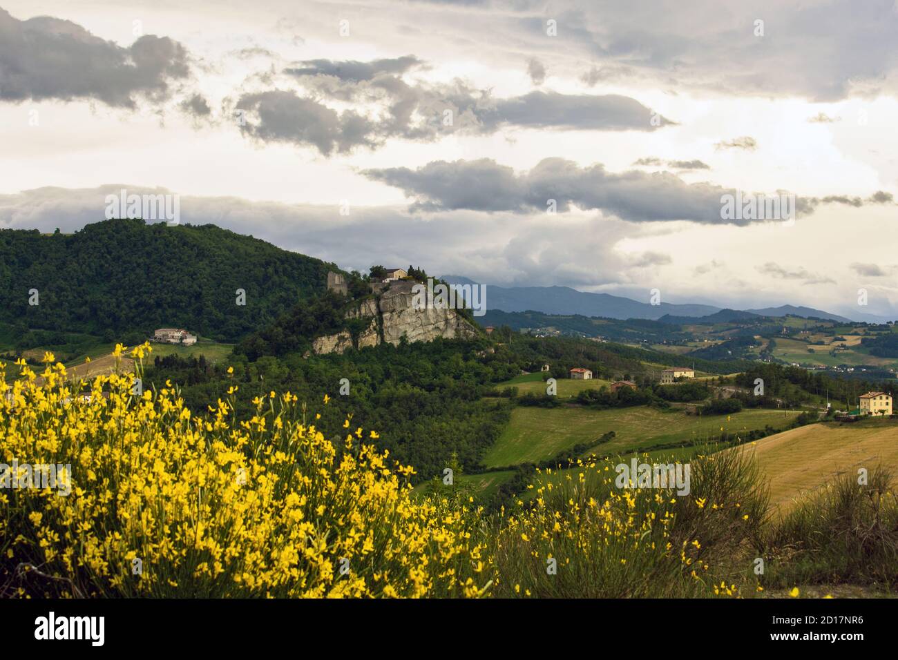 Unique view of Matilde di Canossa castle on the top of the hill agianst ...