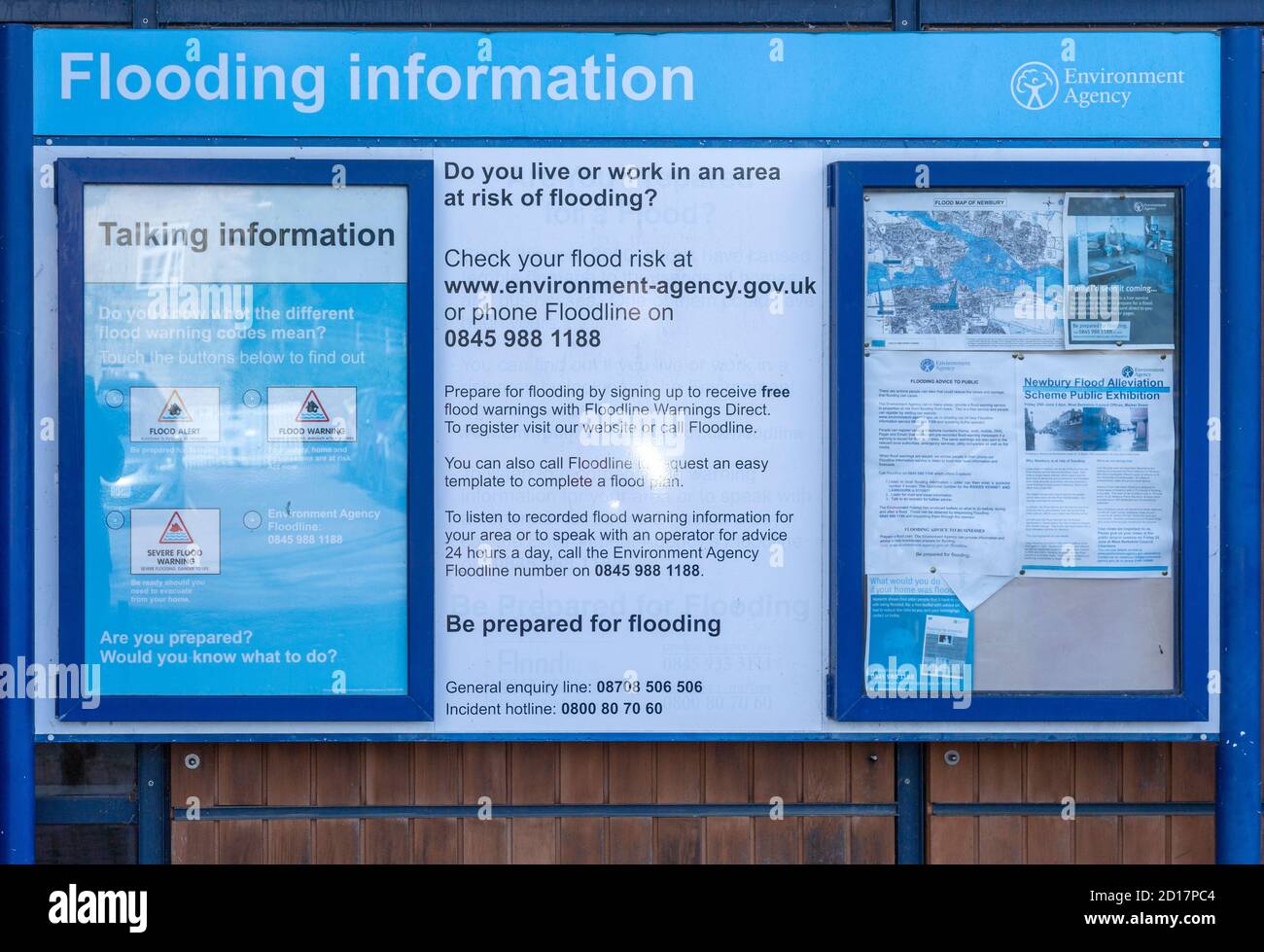 Environment Agency flooding information notice board in Newbury ...