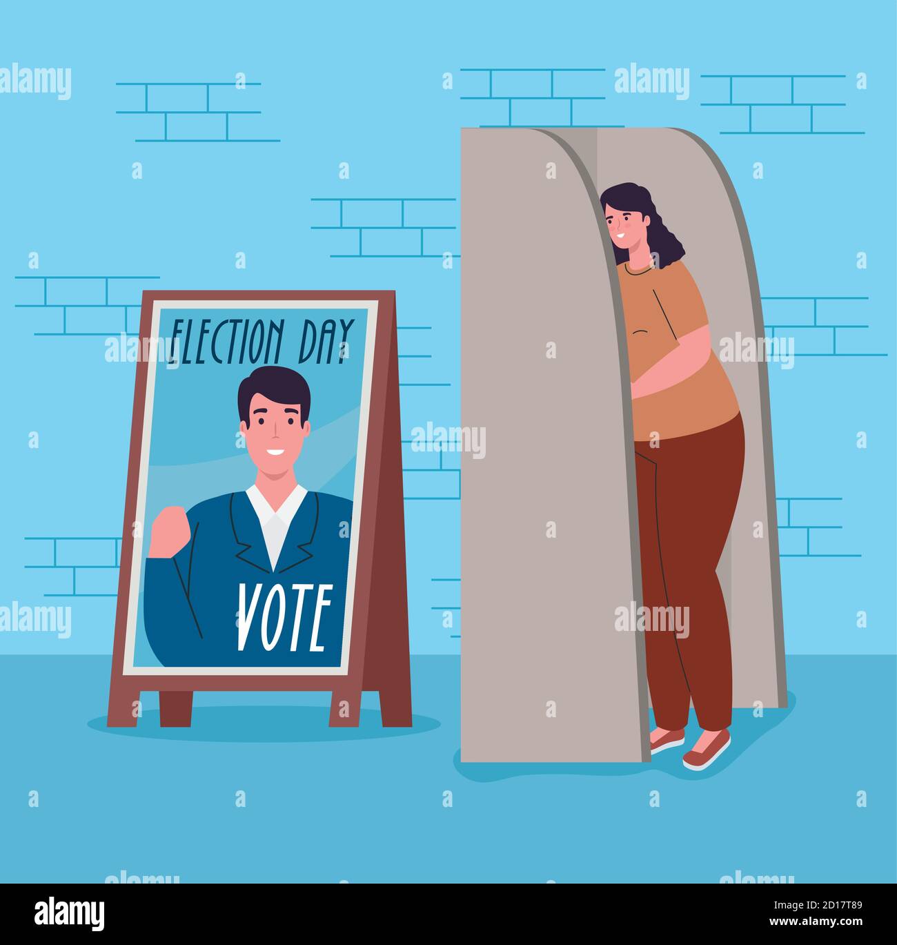 Elections day banner and woman in vote booth vector design Stock Vector ...