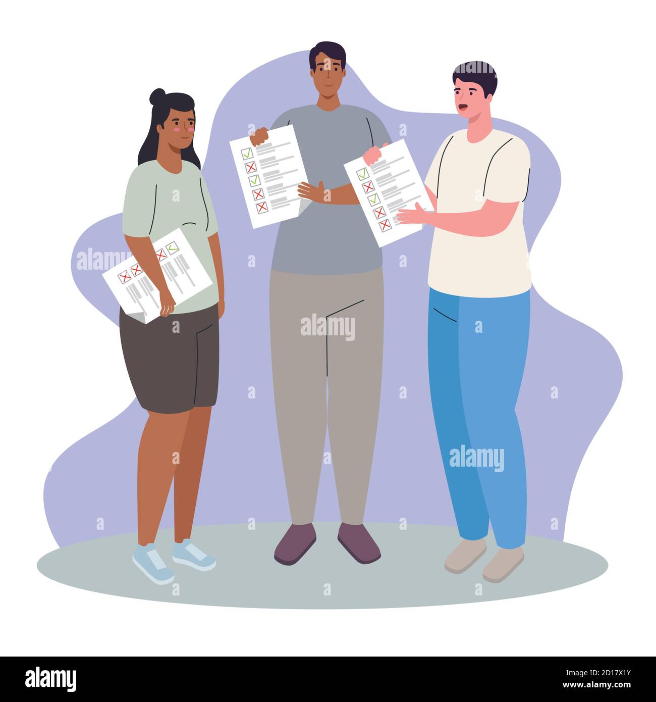 men and woman cartoons with vote paper vector design Stock Vector Image ...