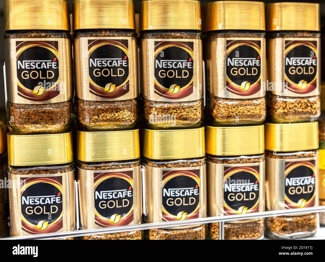 Samara, Russia - November 24, 2019: Nescafe Gold coffee on the shelf at ...