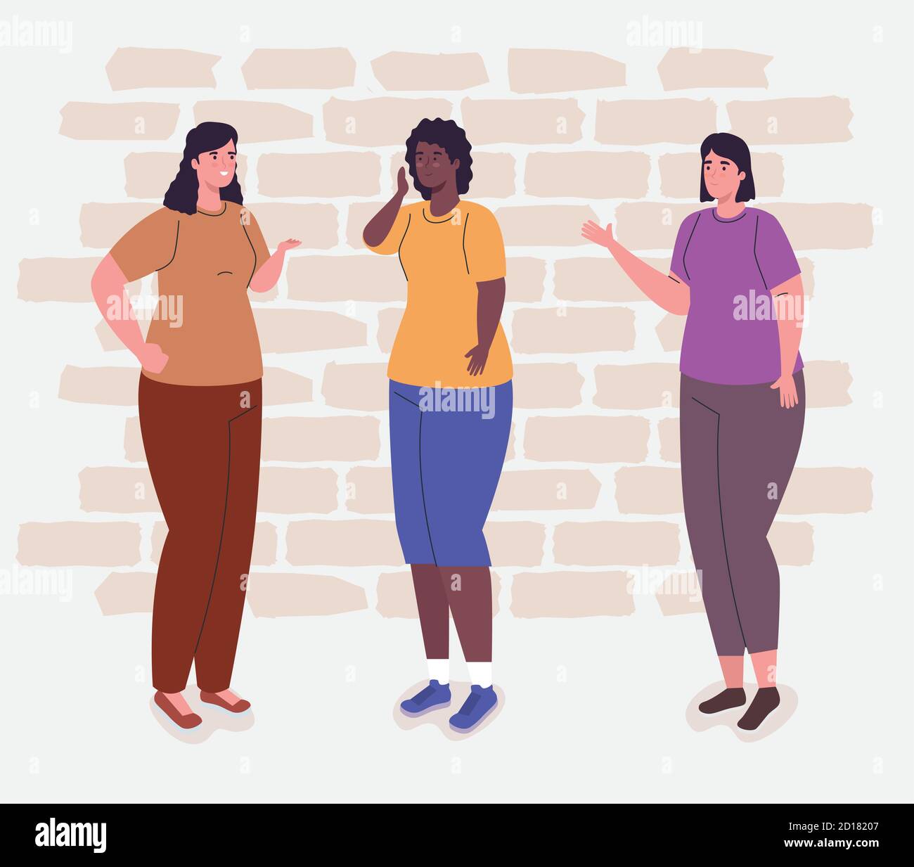 women cartoons in front of wall vector design Stock Vector Image & Art ...