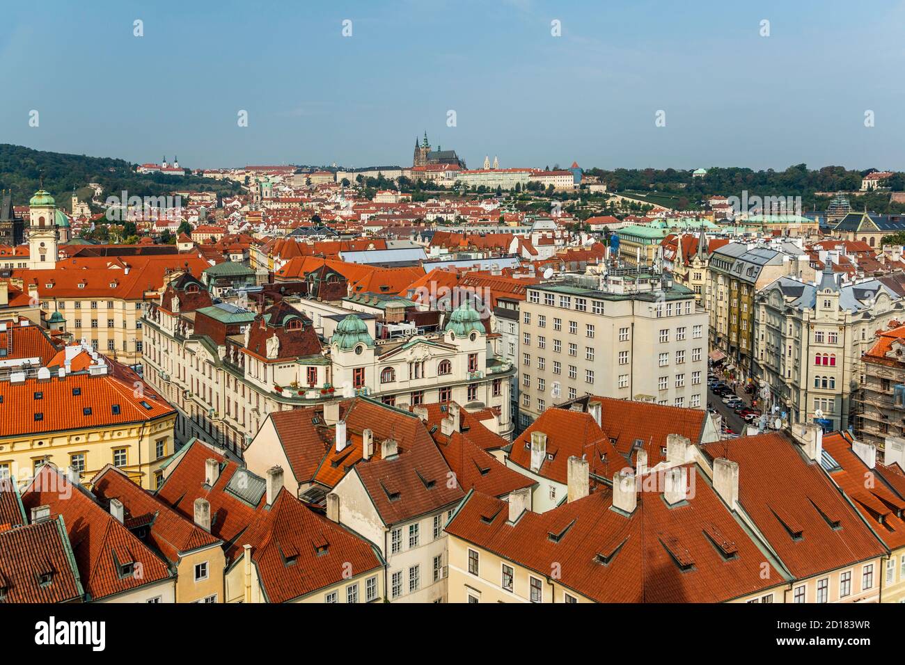 Rooftops from Old Town Hall Tower, Old Town, Prague, Czech Republic ...