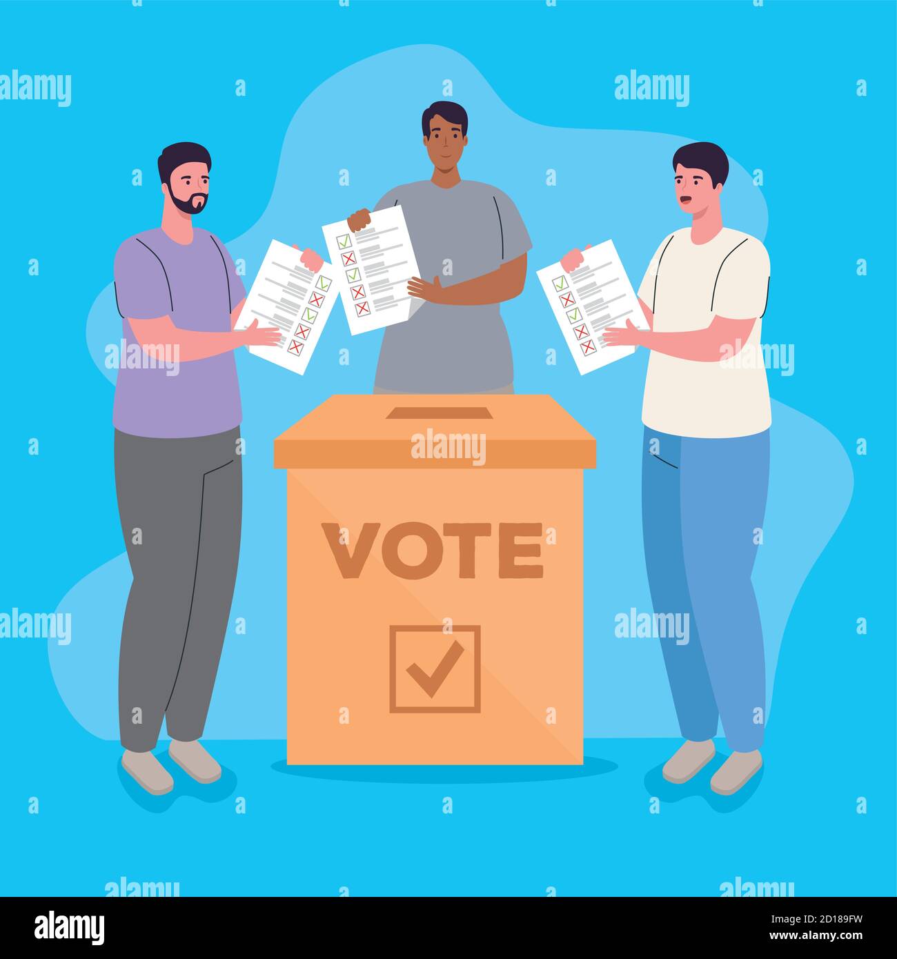 men cartoons with vote paper and box vector design Stock Vector Image ...