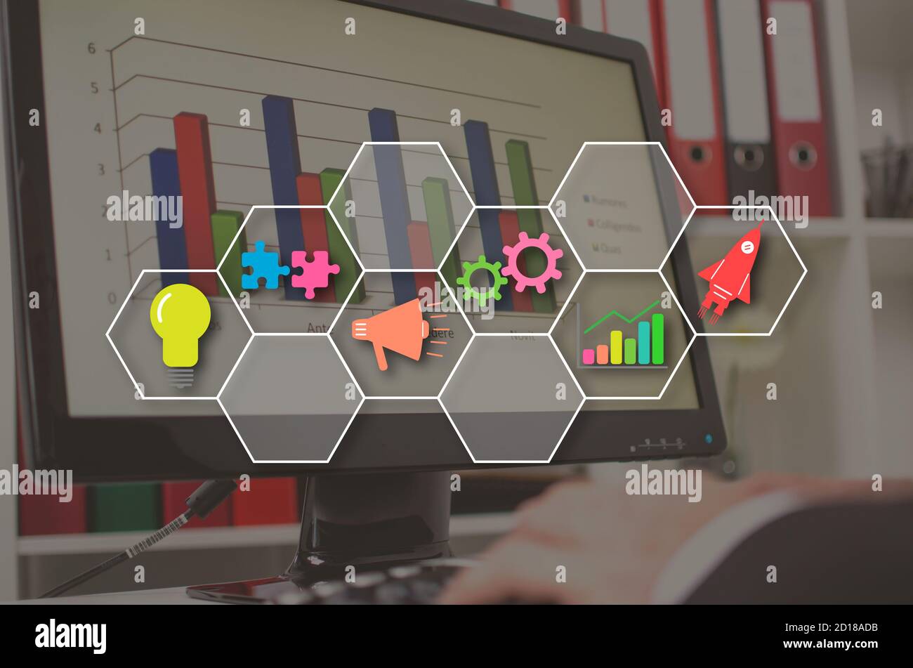 Business strategy concept illustrated by a picture on background Stock ...