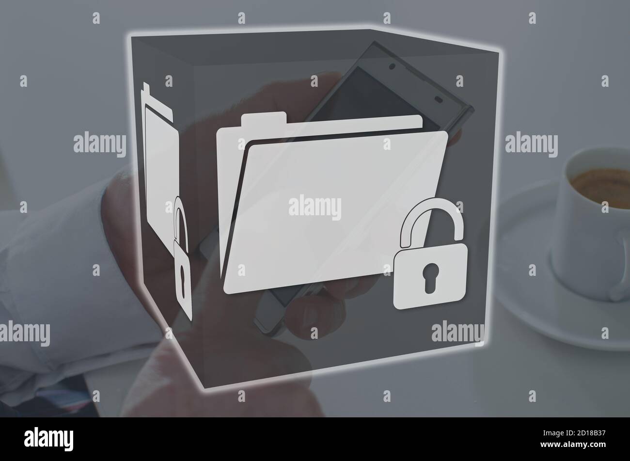 Data protection concept illustrated by a picture on background Stock ...